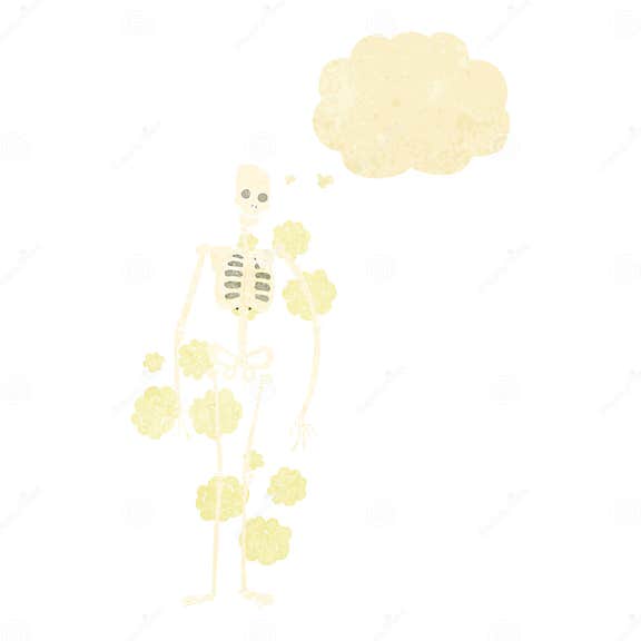 Cartoon Dusty Old Skeleton with Thought Bubble Stock Illustration ...