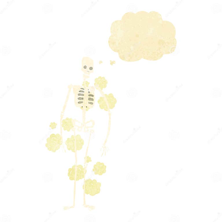 Cartoon Dusty Old Skeleton with Thought Bubble Stock Illustration ...