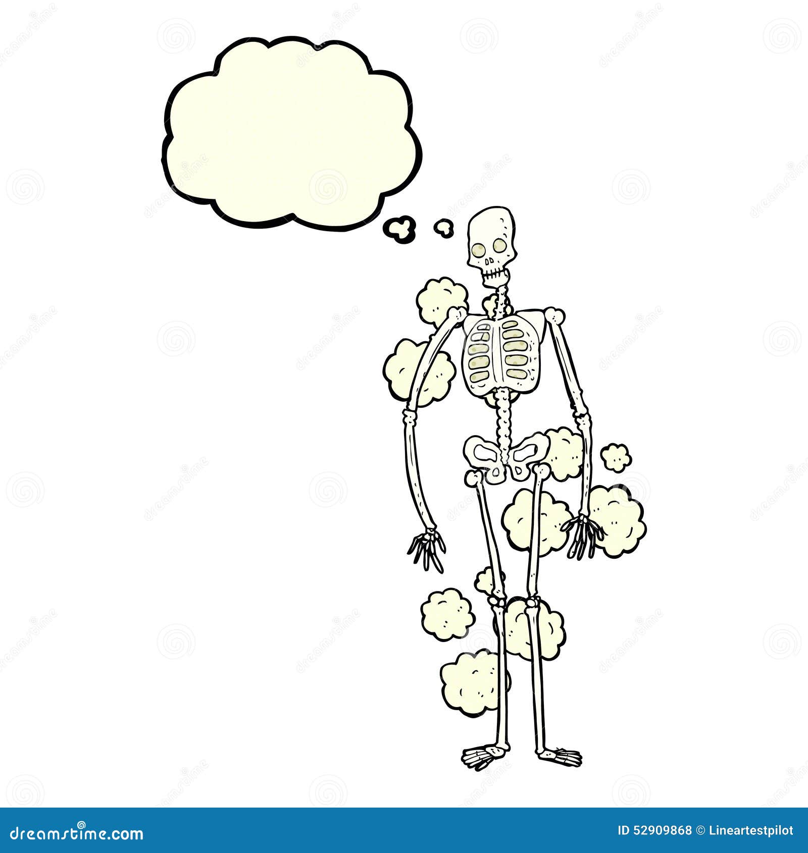 Cartoon Dusty Old Skeleton with Thought Bubble Stock Illustration ...