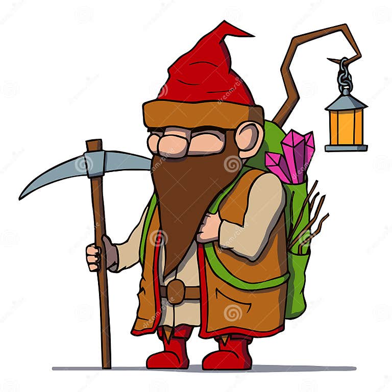 Cartoon Dwarf Miner. Vector Illustration Stock Vector - Illustration of ...
