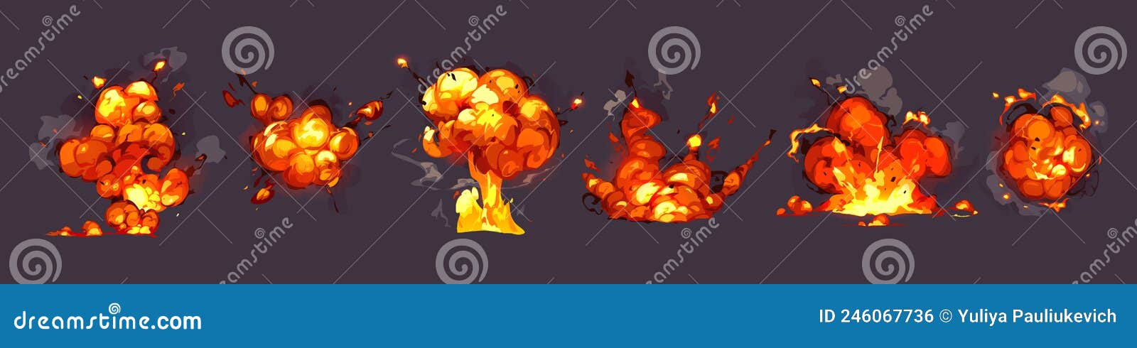 Cartoon Dynamite or Bomb Explosion, Fire Boom Set Stock Vector ...