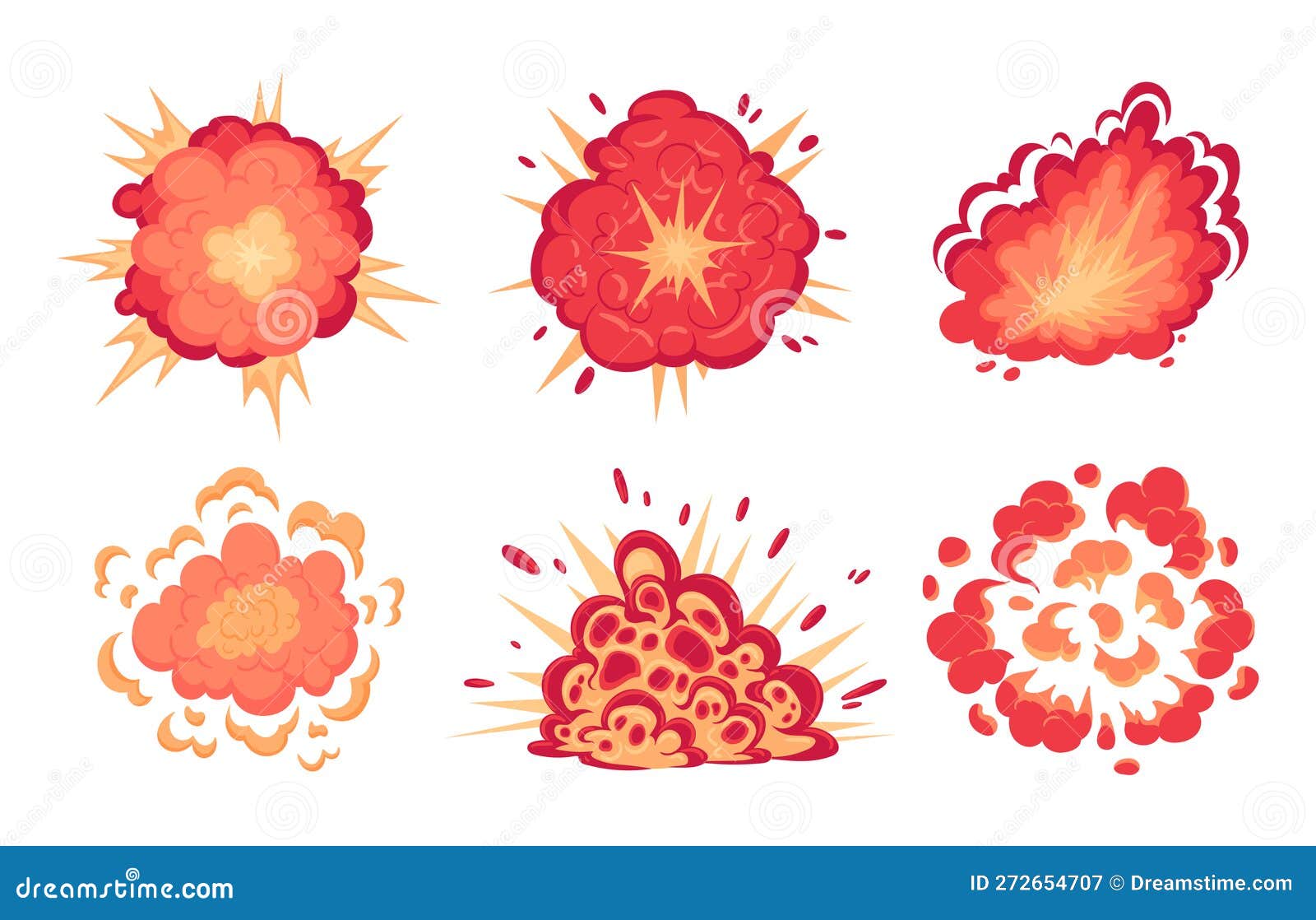 Cartoon Dynamite Bomb Explosions. Danger Bomb Detonation Fire Burning ...