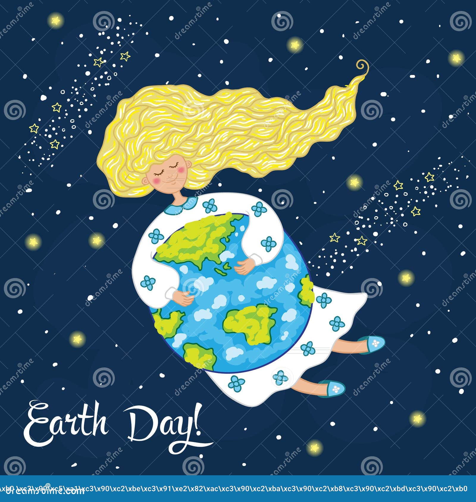Cartoon Earth Day Postcard. Vector Illustration. Stock Vector ...