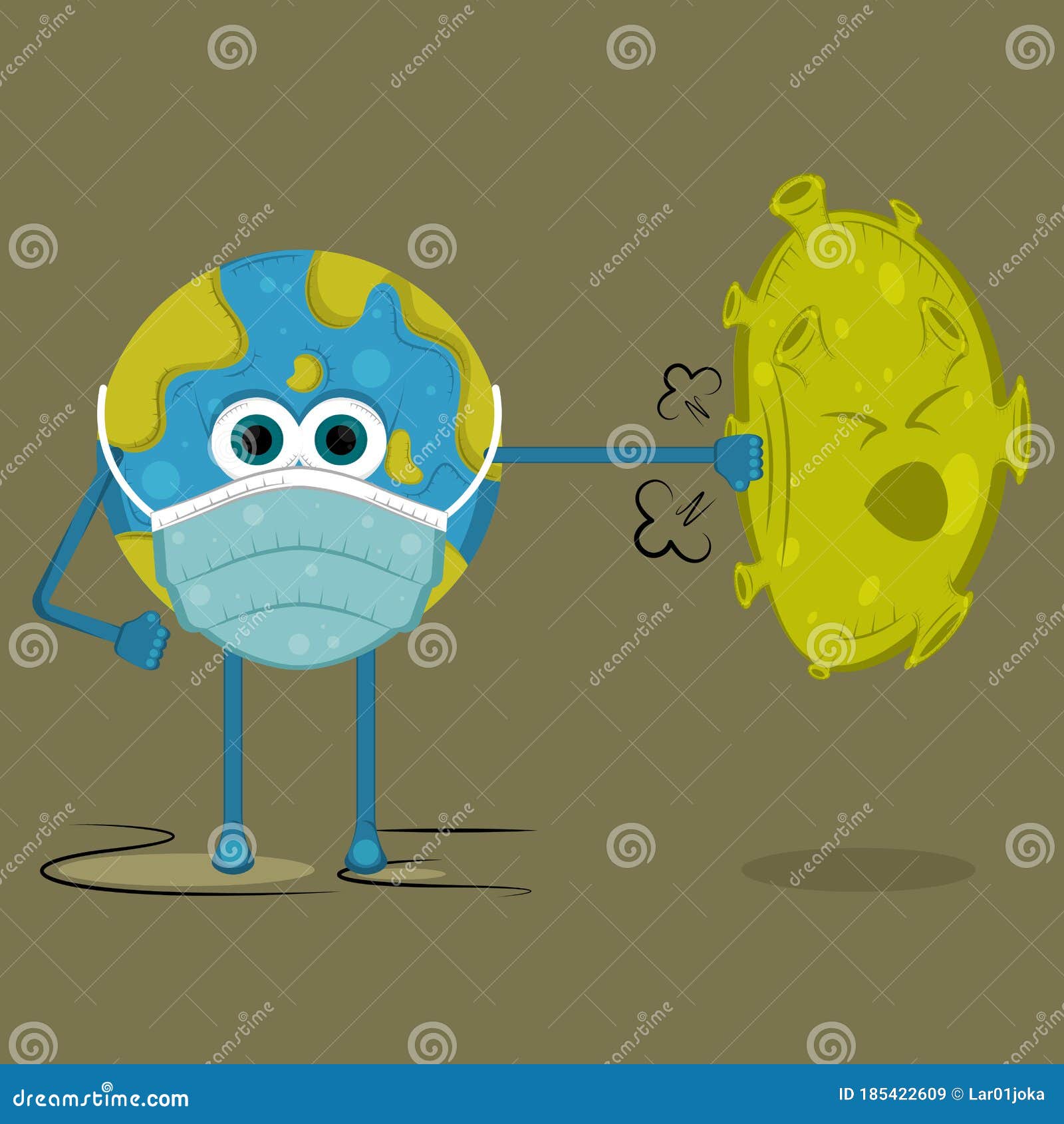 Cartoon of Earth Planet Fighting Virus Stock Vector - Illustration of ...