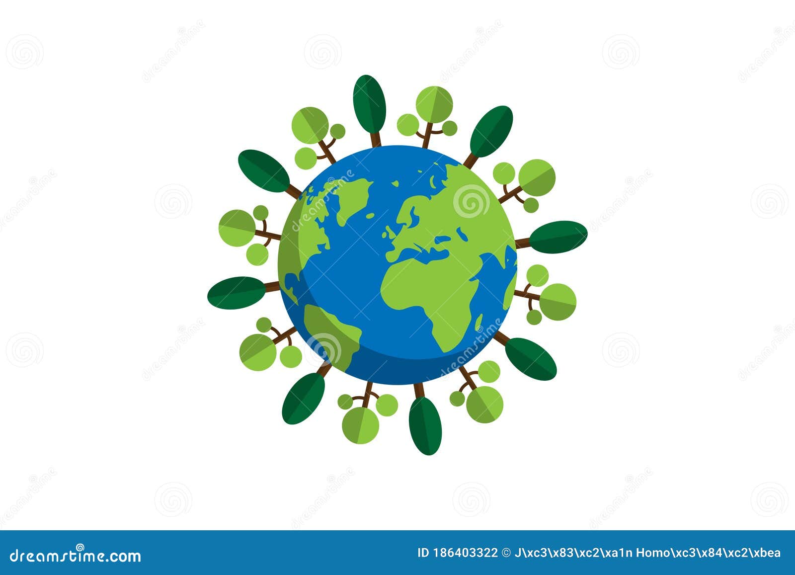 Cartoon Earth with Trees. stock illustration. Illustration of earth ...
