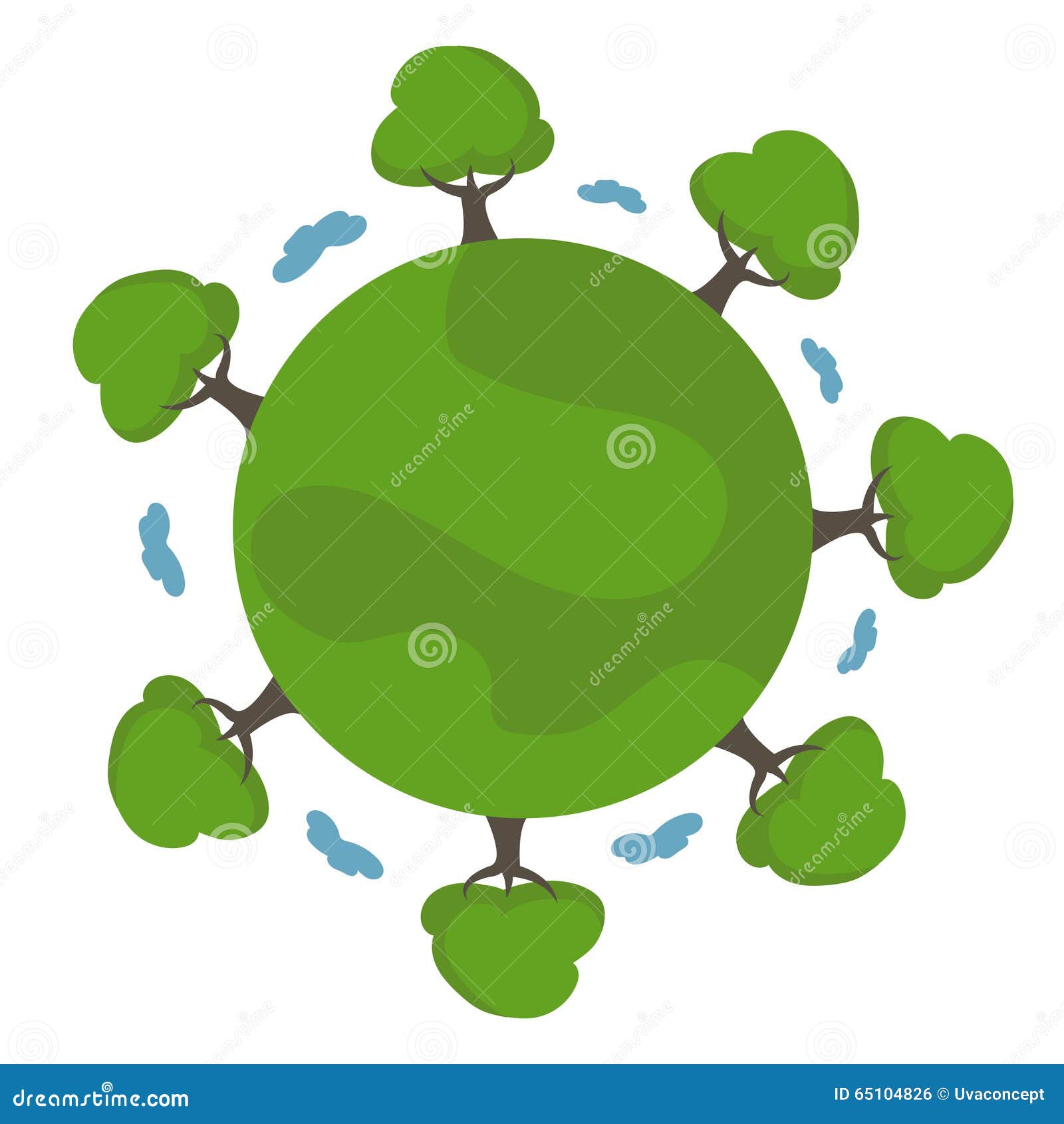 Cartoon Earth with Trees. Vector Stock Vector - Illustration of globe ...