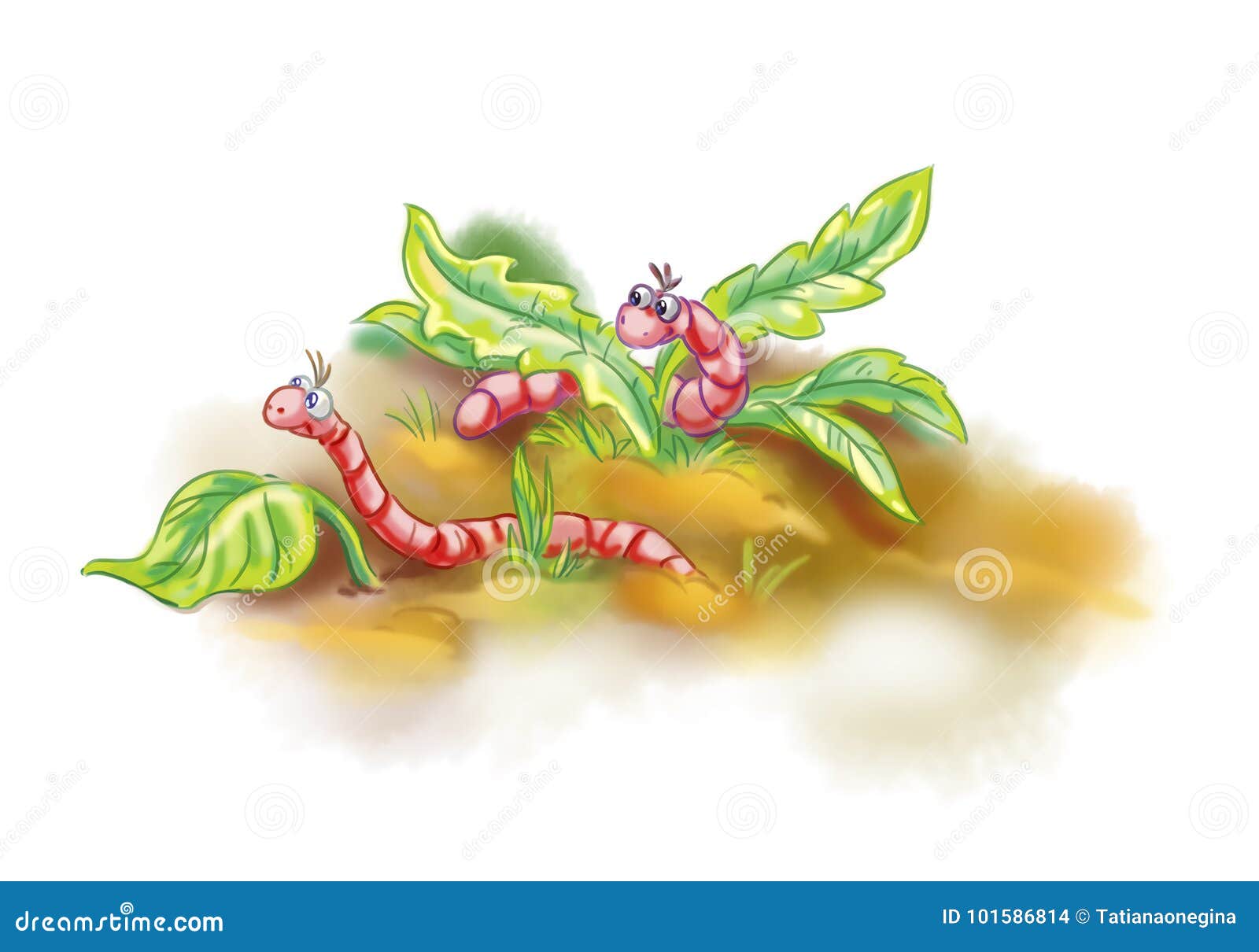 Cartoon Earth Worms Royalty-Free Stock Image | CartoonDealer.com #101586814