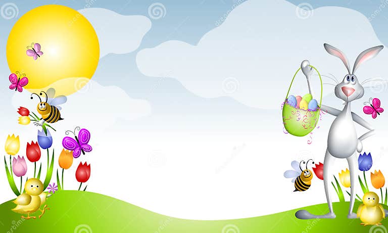 Cartoon Easter Animals Spring Scene Stock Illustration - Illustration ...
