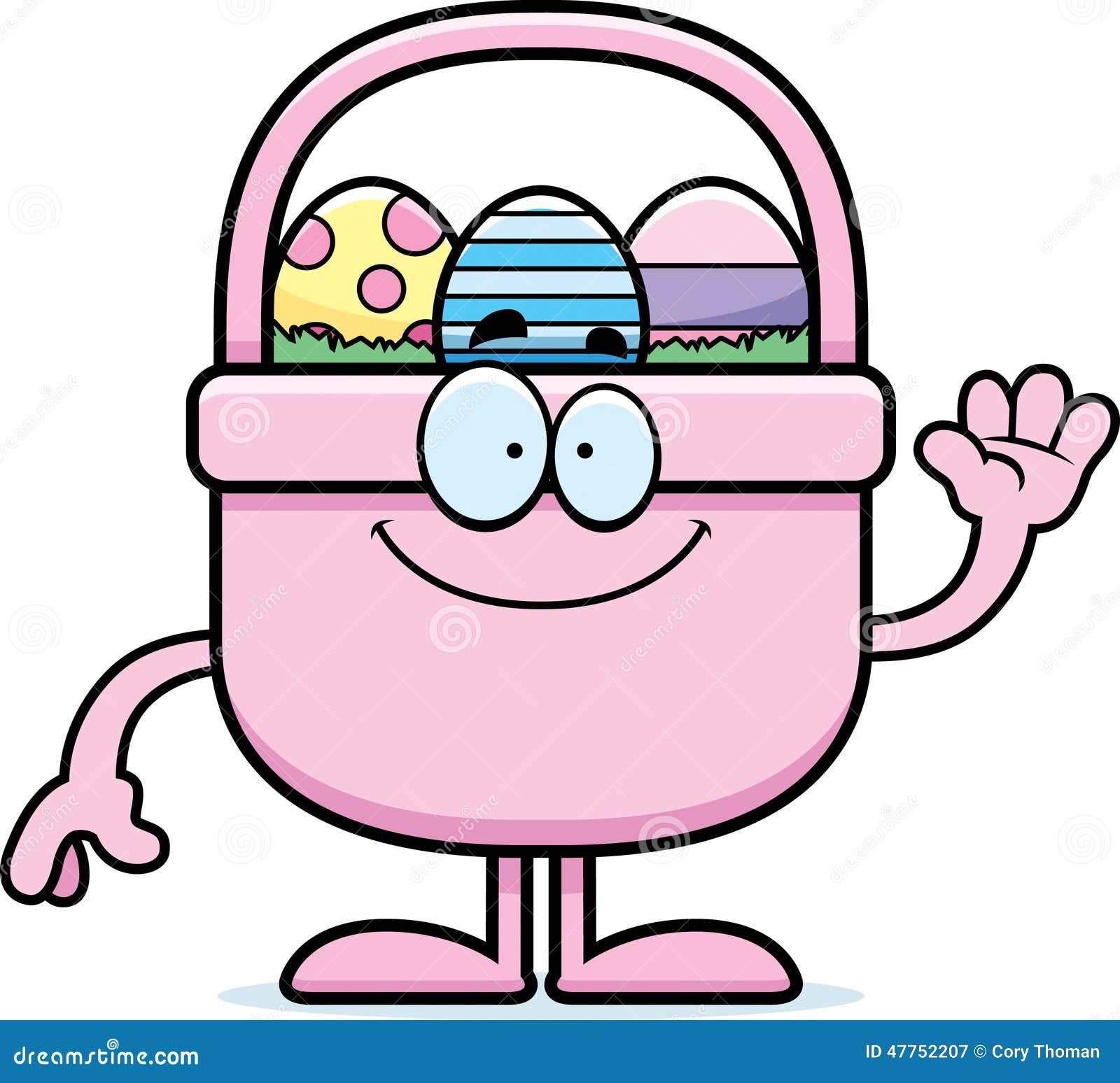 Cartoon Easter Basket Waving Stock Vector - Illustration of clipart ...