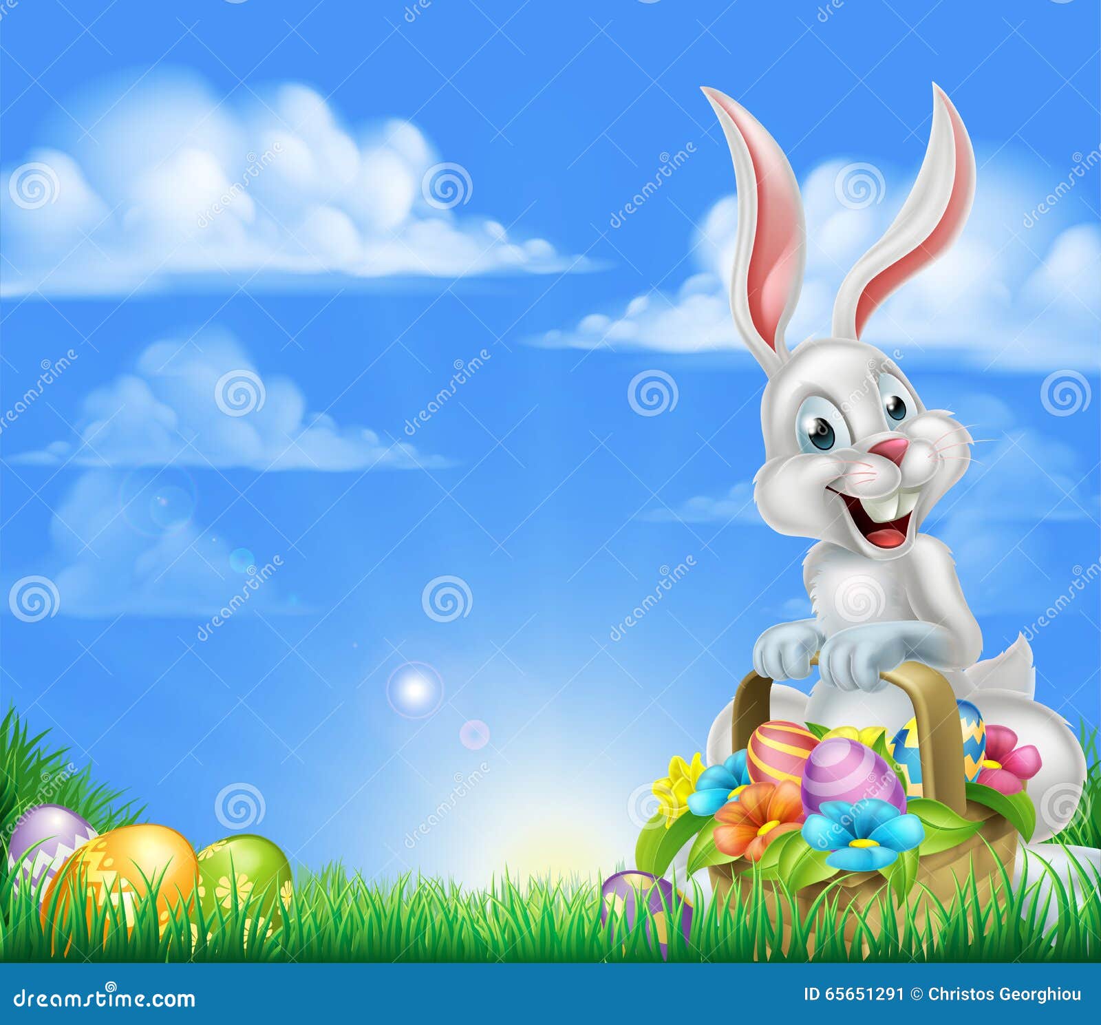 Cartoon Easter Bunny Background Stock Vector - Illustration of frame ...