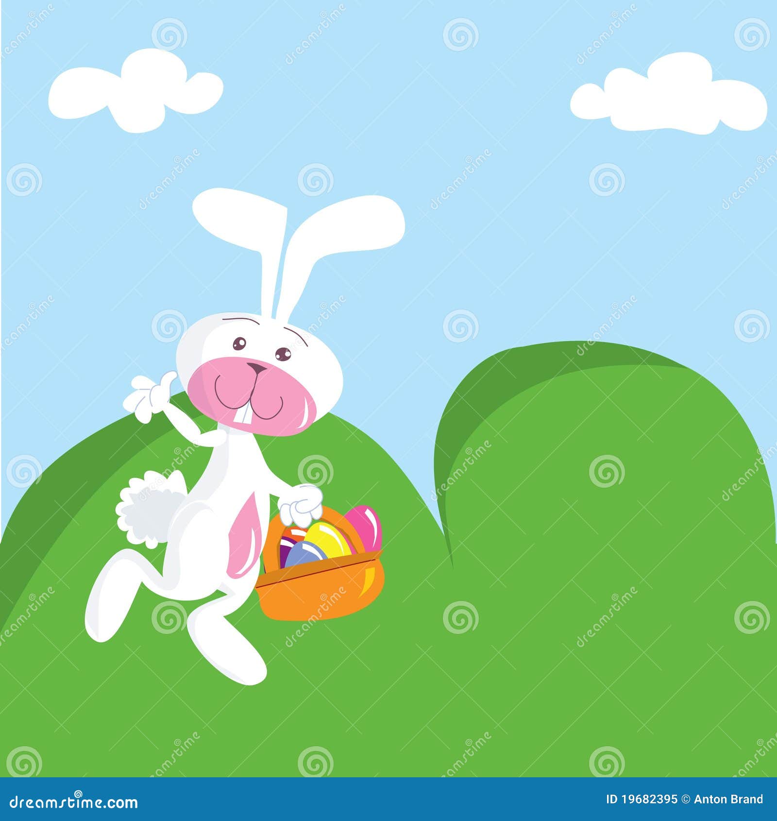 Cartoon Easter Bunny With Basket Stock Vector - Illustration of ...