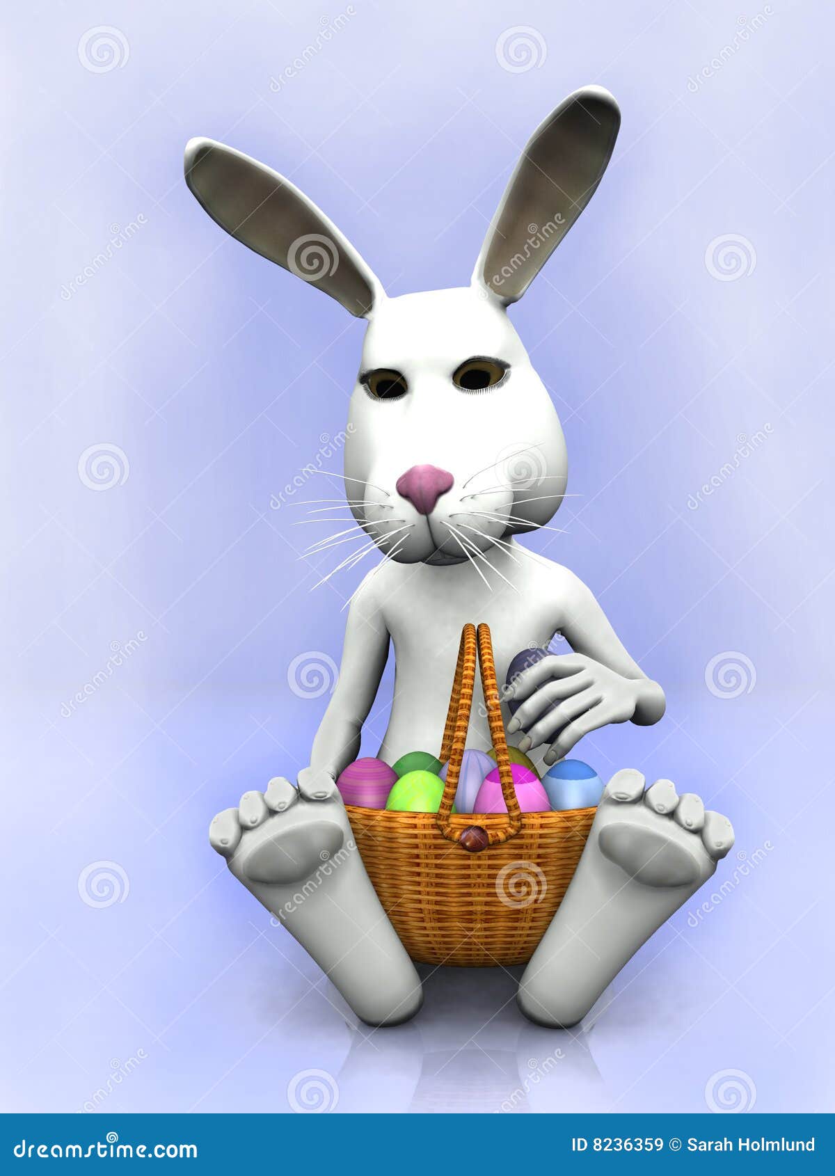 Cartoon Easter Bunny With A Basket With Eggs Stock Illustration ...
