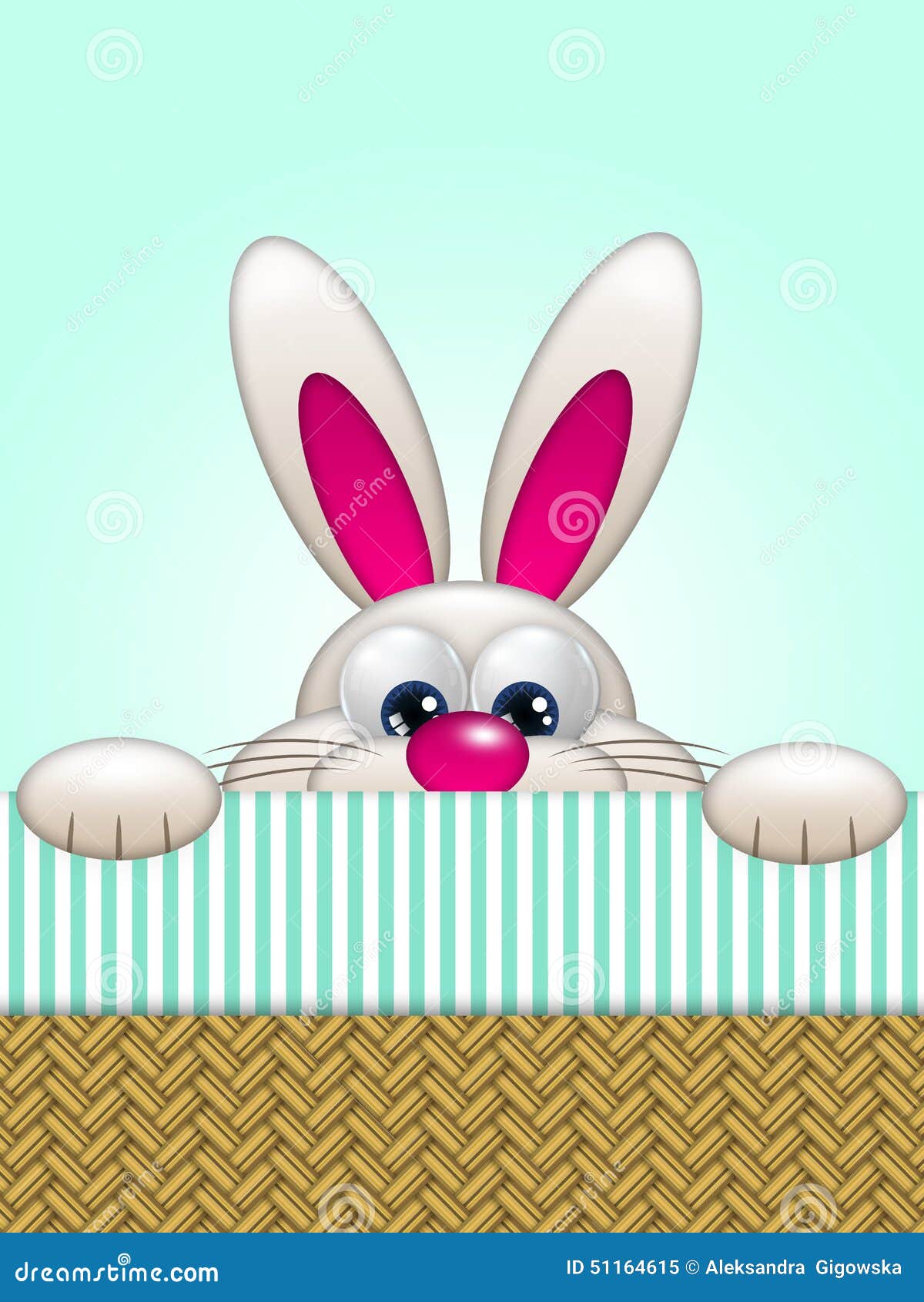 Cartoon Easter Bunny in Basket Stock Illustration - Illustration of ...