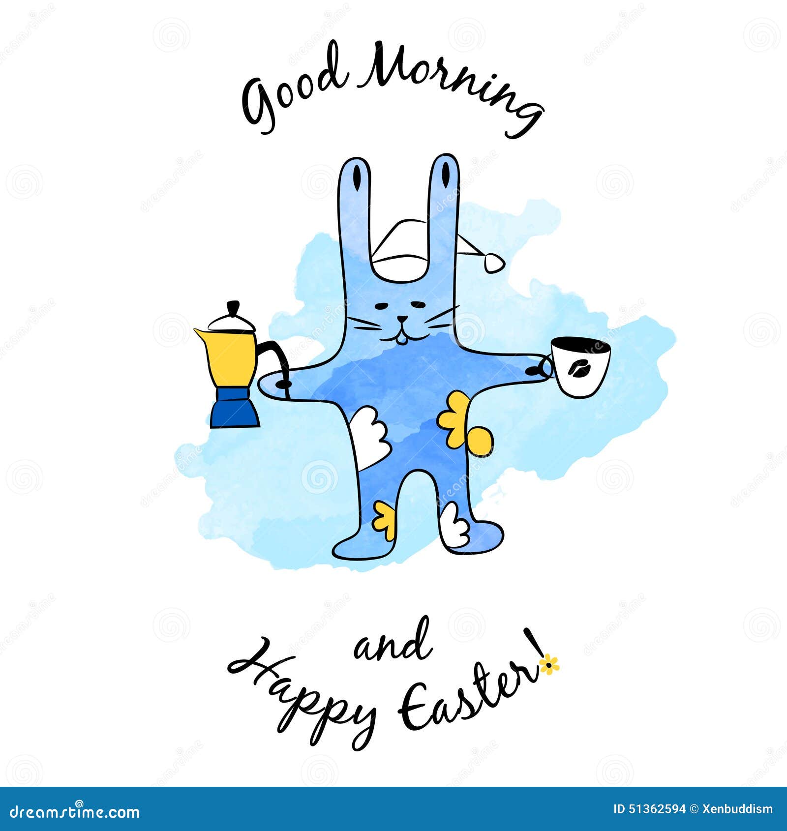 Cartoon Easter Bunny with Coffee Stock Illustration - Illustration of ...