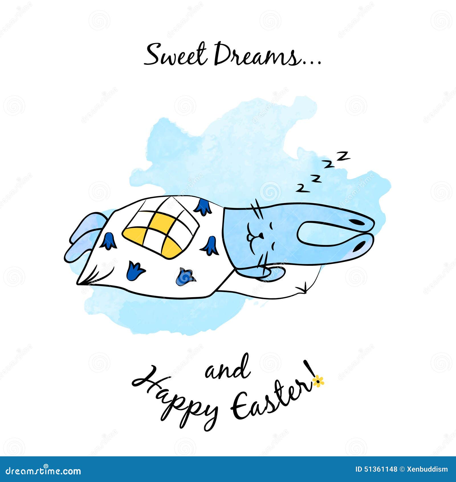 Cartoon Easter Bunny with Dreams Stock Illustration - Illustration of ...