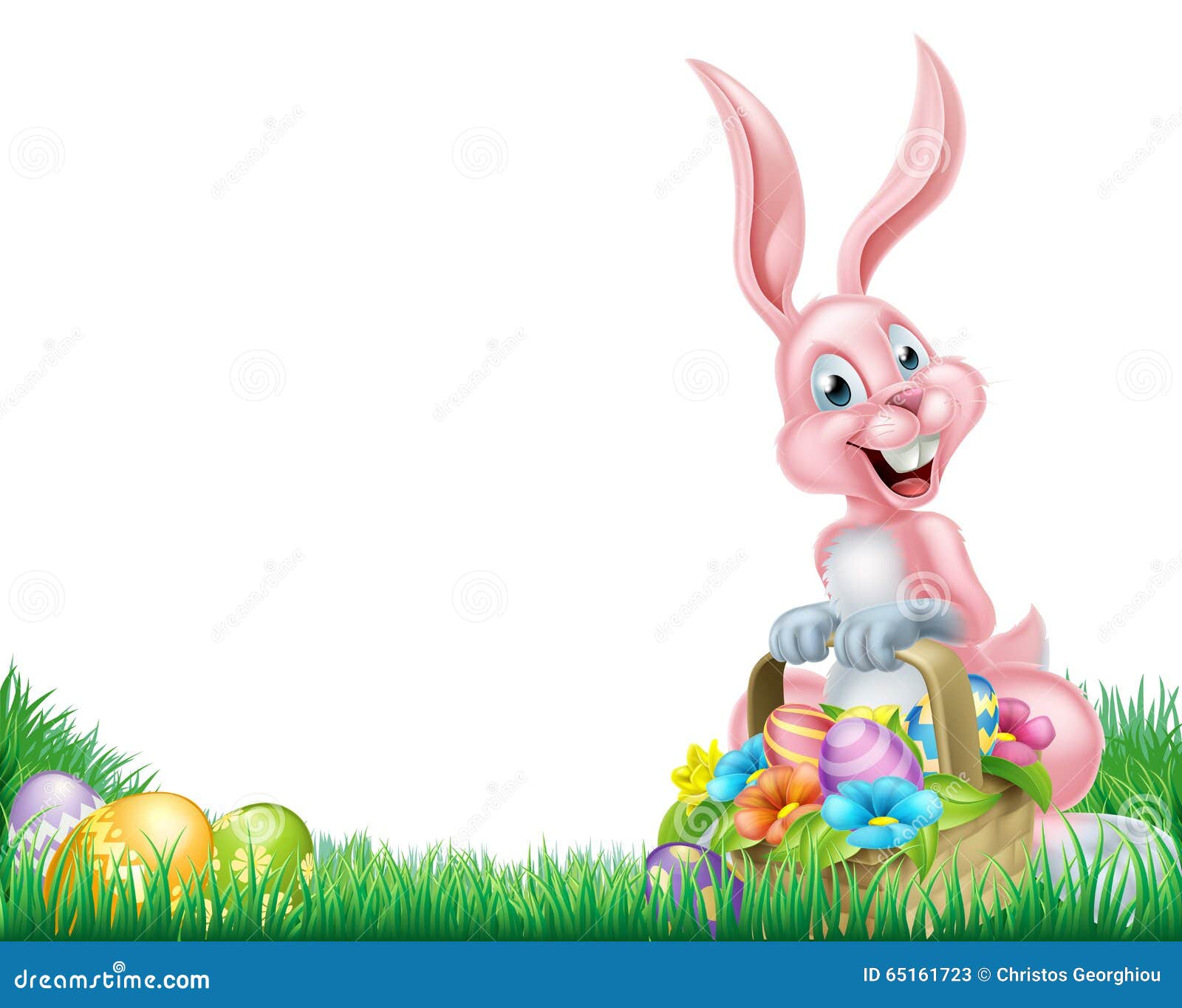 Cartoon Easter Bunny Egg Basket Stock Vector - Illustration of eater ...