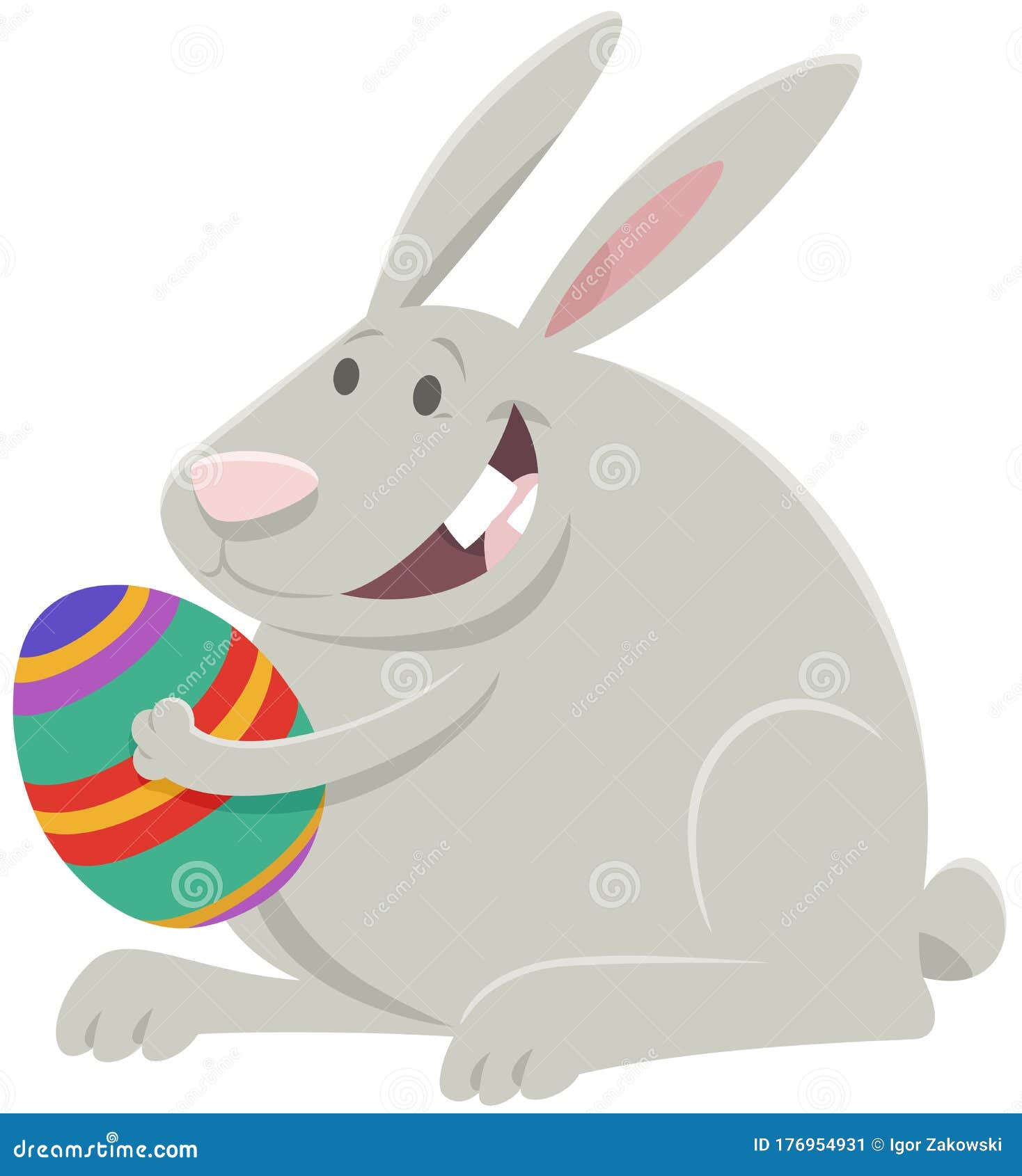 Cartoon Easter Bunny with Easter Egg Stock Vector - Illustration of ...