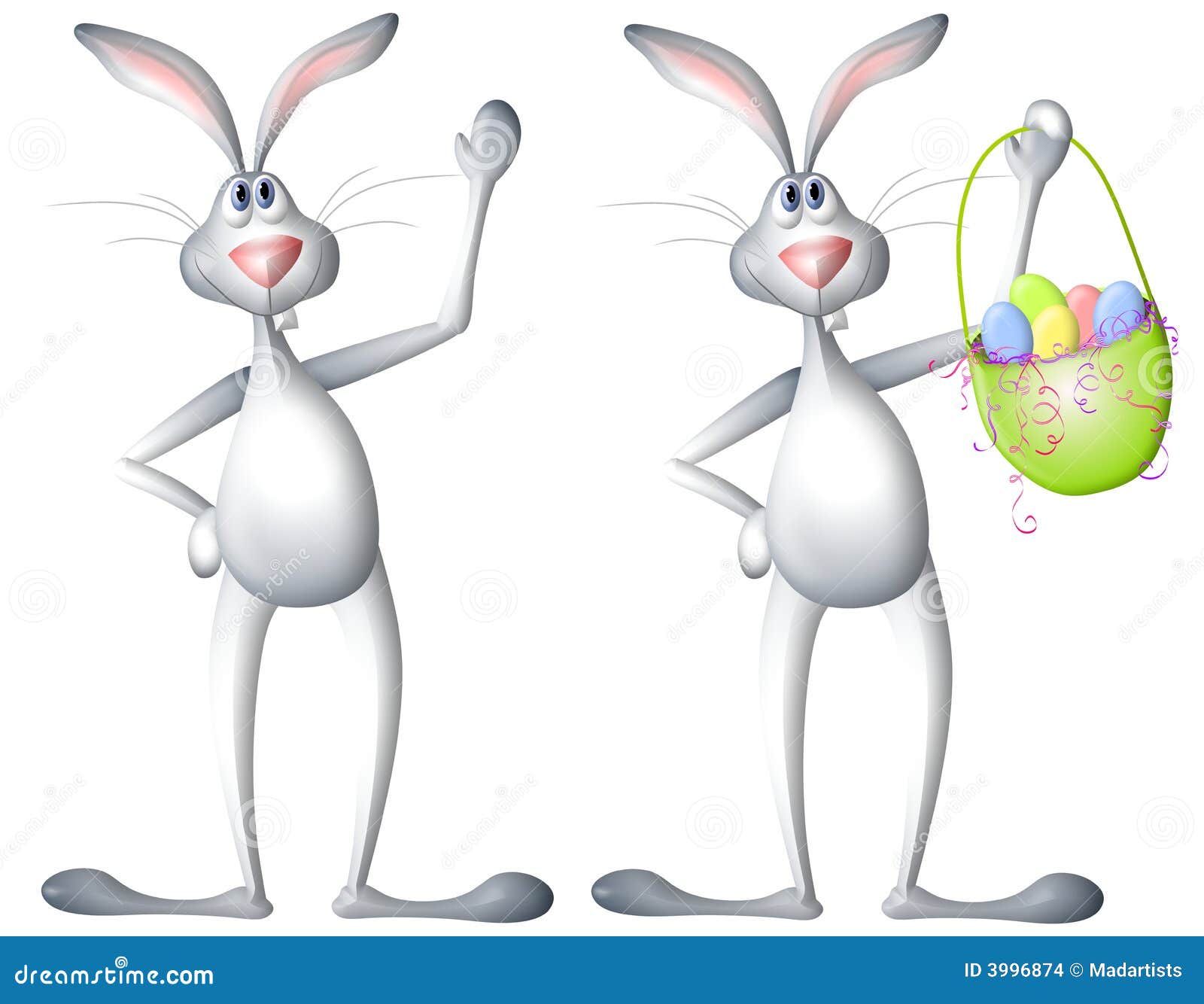 Cartoon Easter Bunny Rabbit with Basket Stock Illustration ...