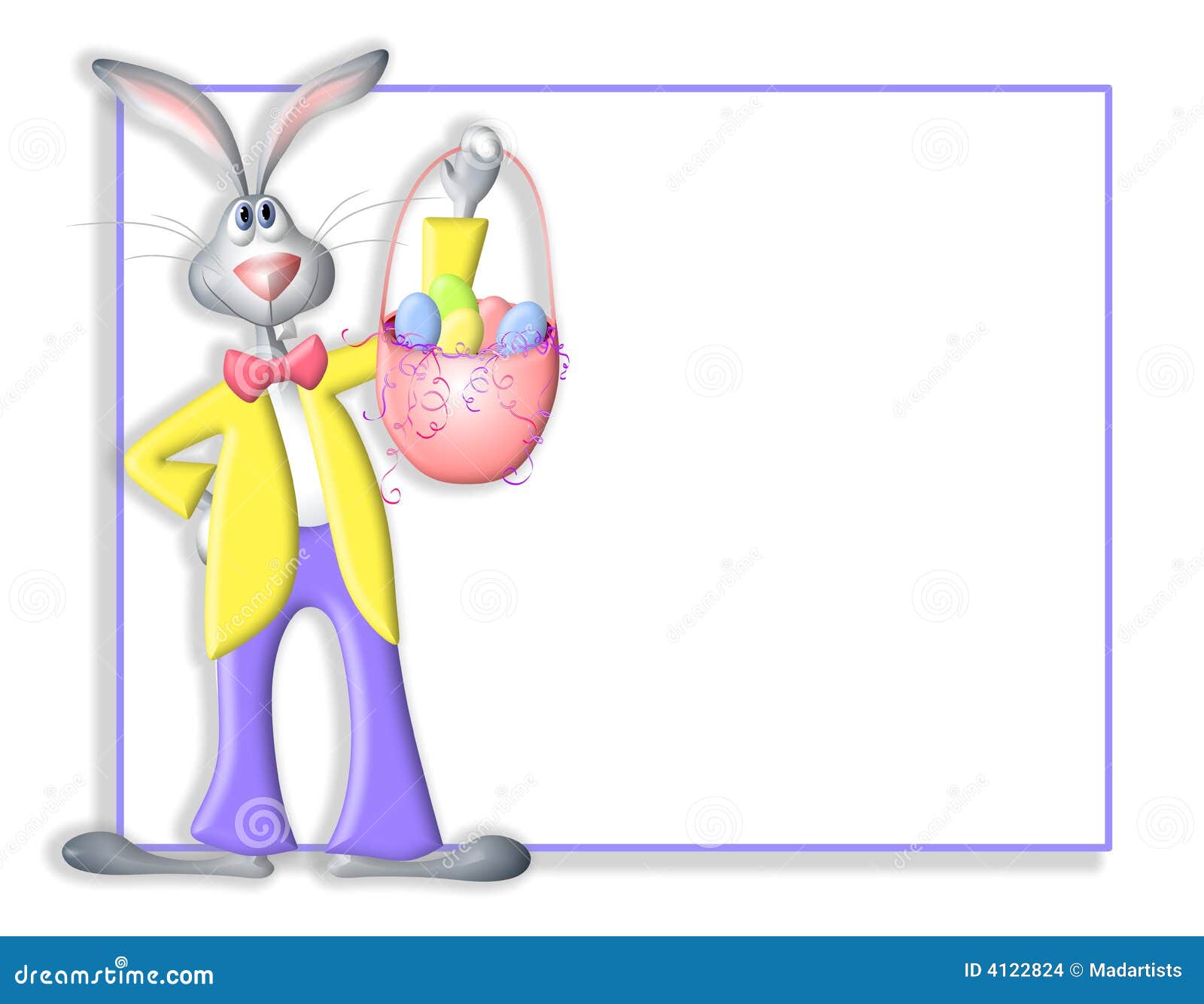 Cartoon Easter Bunny Rabbit Border Stock Illustration - Illustration of ...
