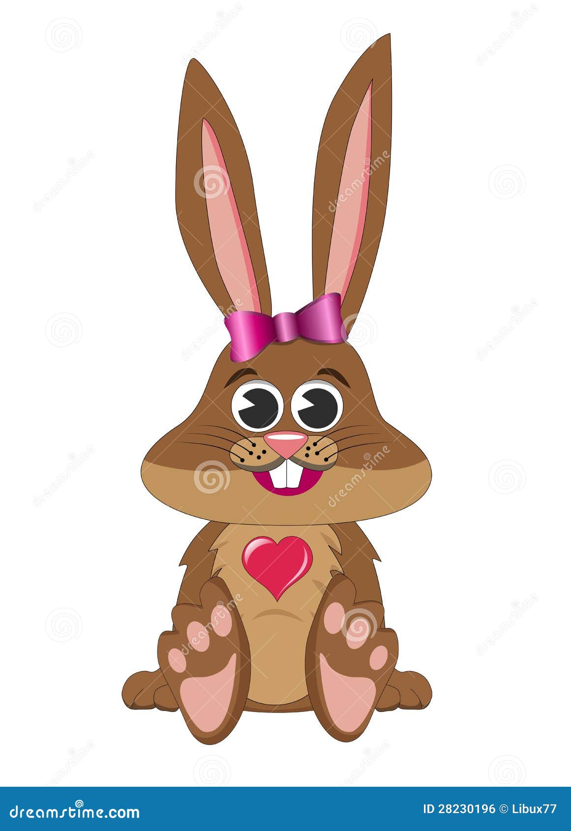 Cartoon Easter Bunny Rabbit Wearing Bow Stock Illustration ...