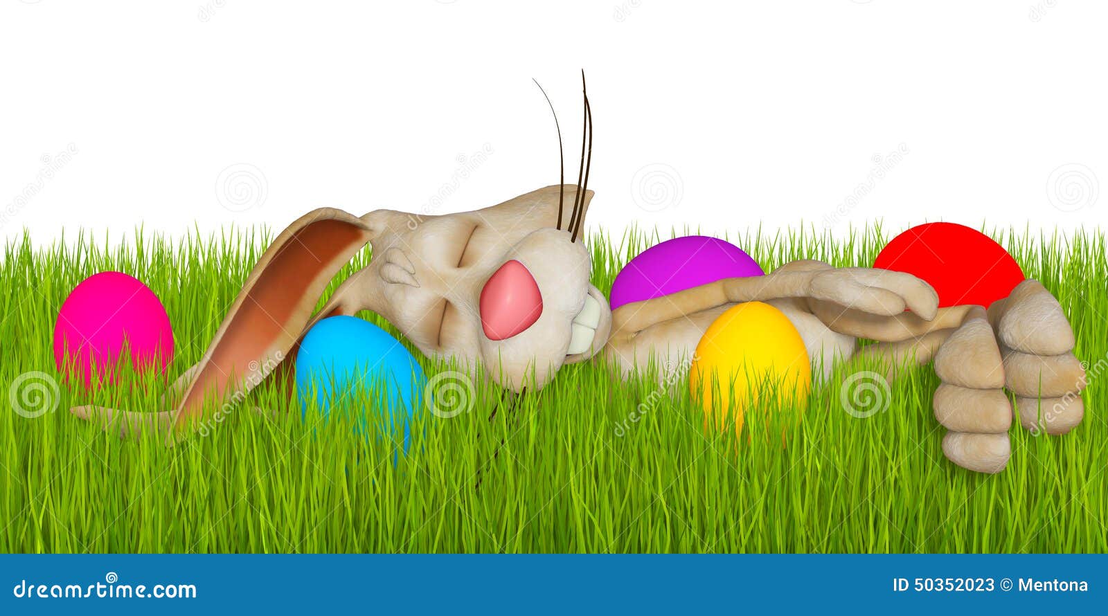 Cartoon Easter Bunny Sleeping in Grass Stock Illustration ...