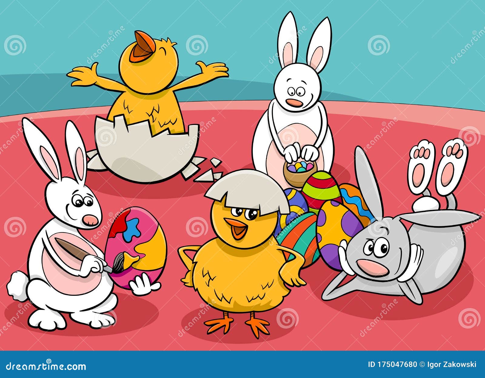 Cartoon Easter Characters Group Comic Illustration Stock Vector ...