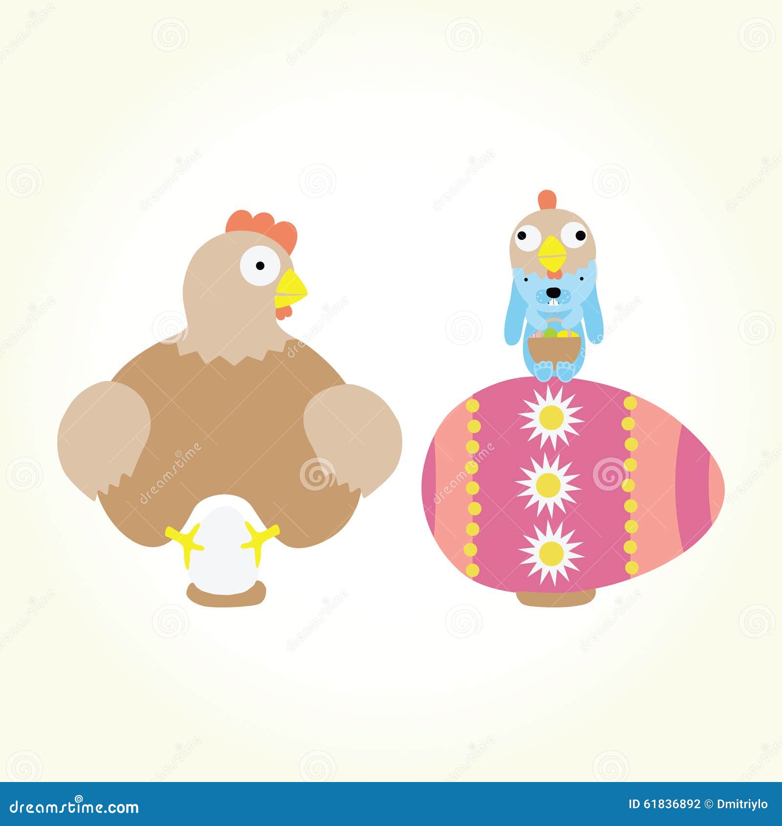 Cartoon Easter Chicken and Bunny Vector Stock Vector - Illustration of ...