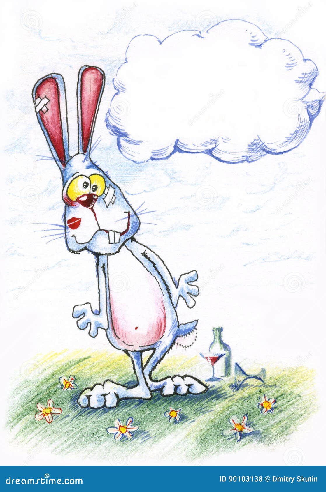 Cartoon Easter Drunken Bunny Stock Illustration - Illustration of ...