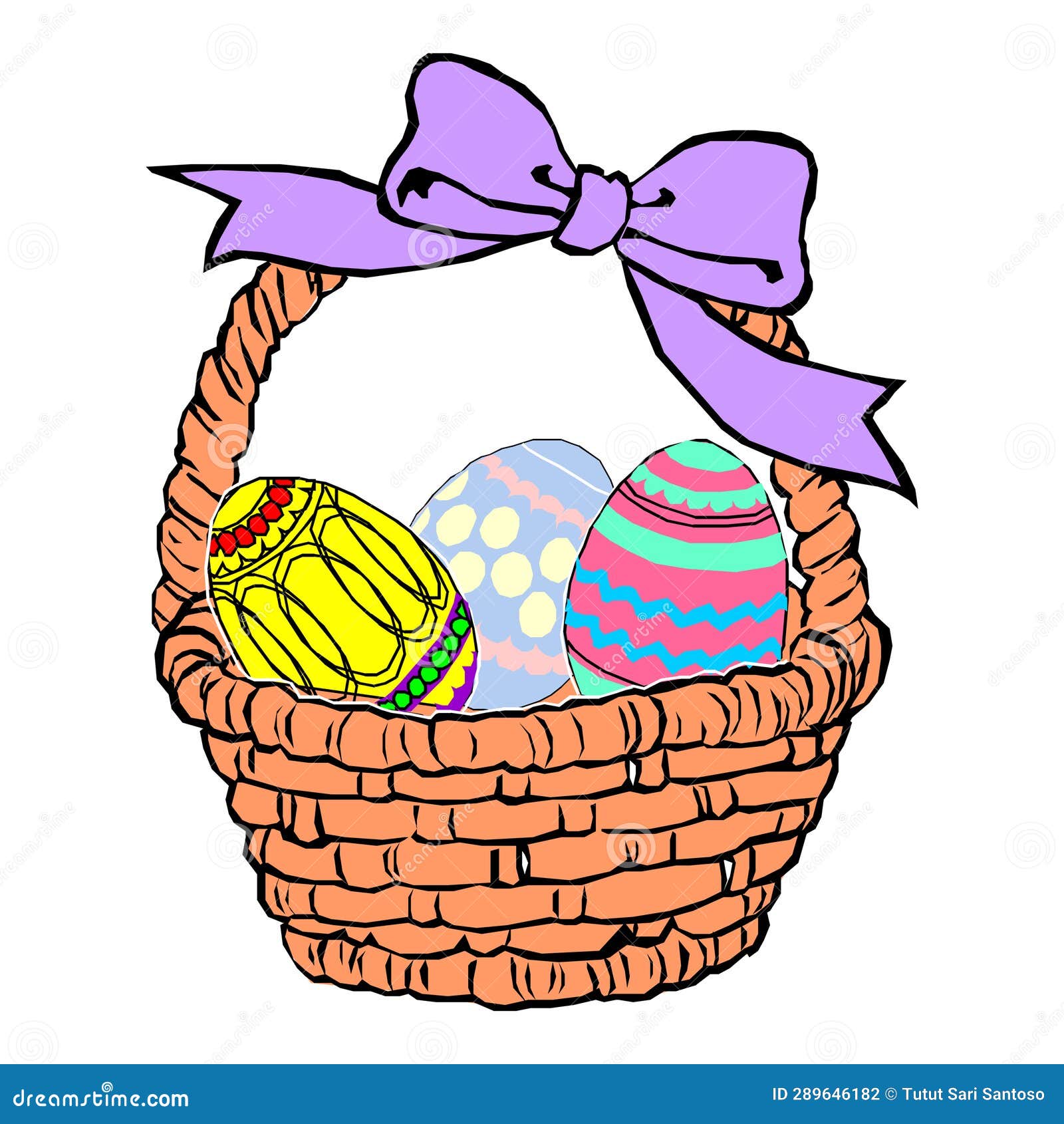 Easter eggs basket stock vector. Illustration of clip - 289646182