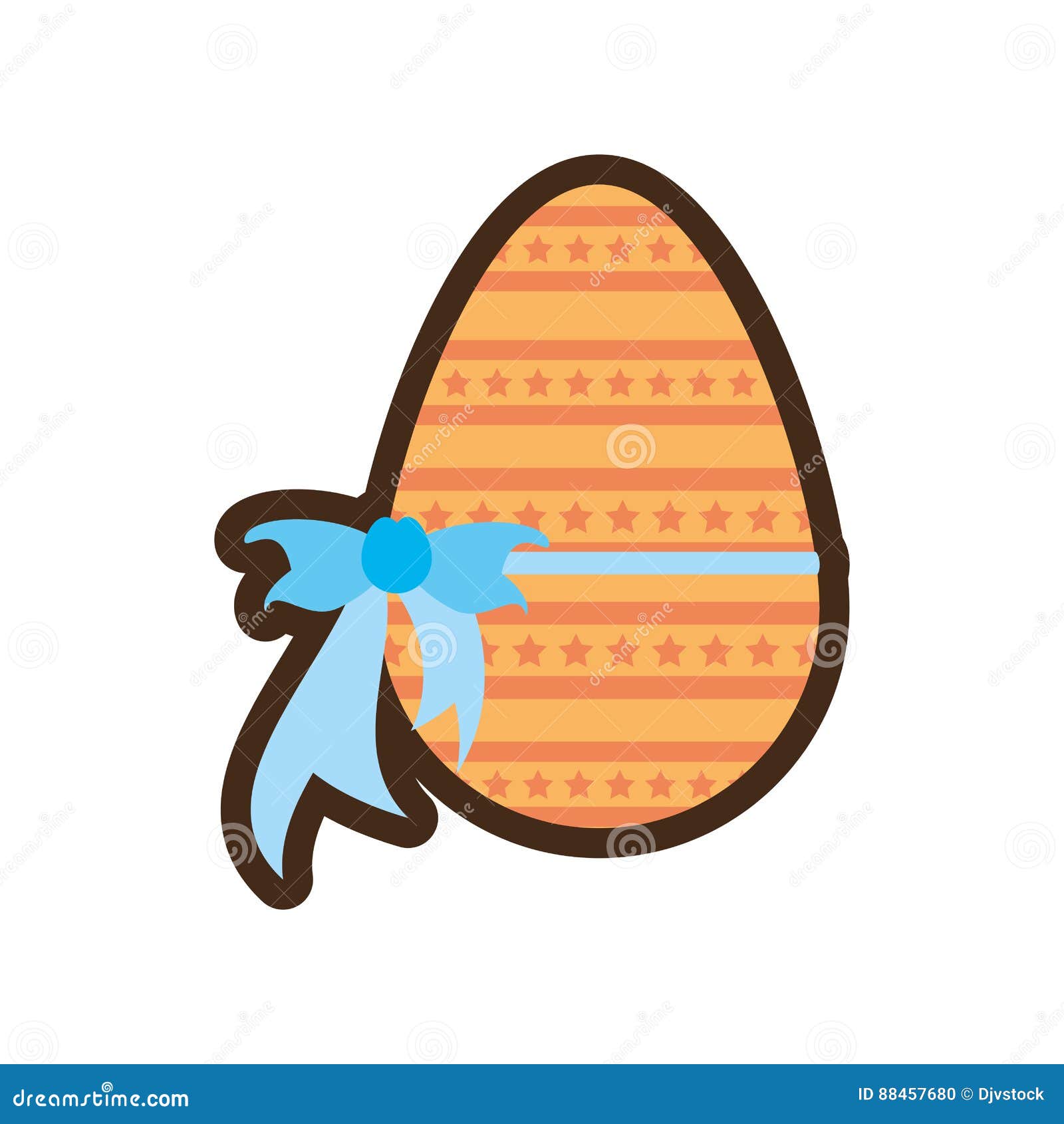 Cartoon Easter Egg Stars Ribbon Stock Illustration - Illustration of ...