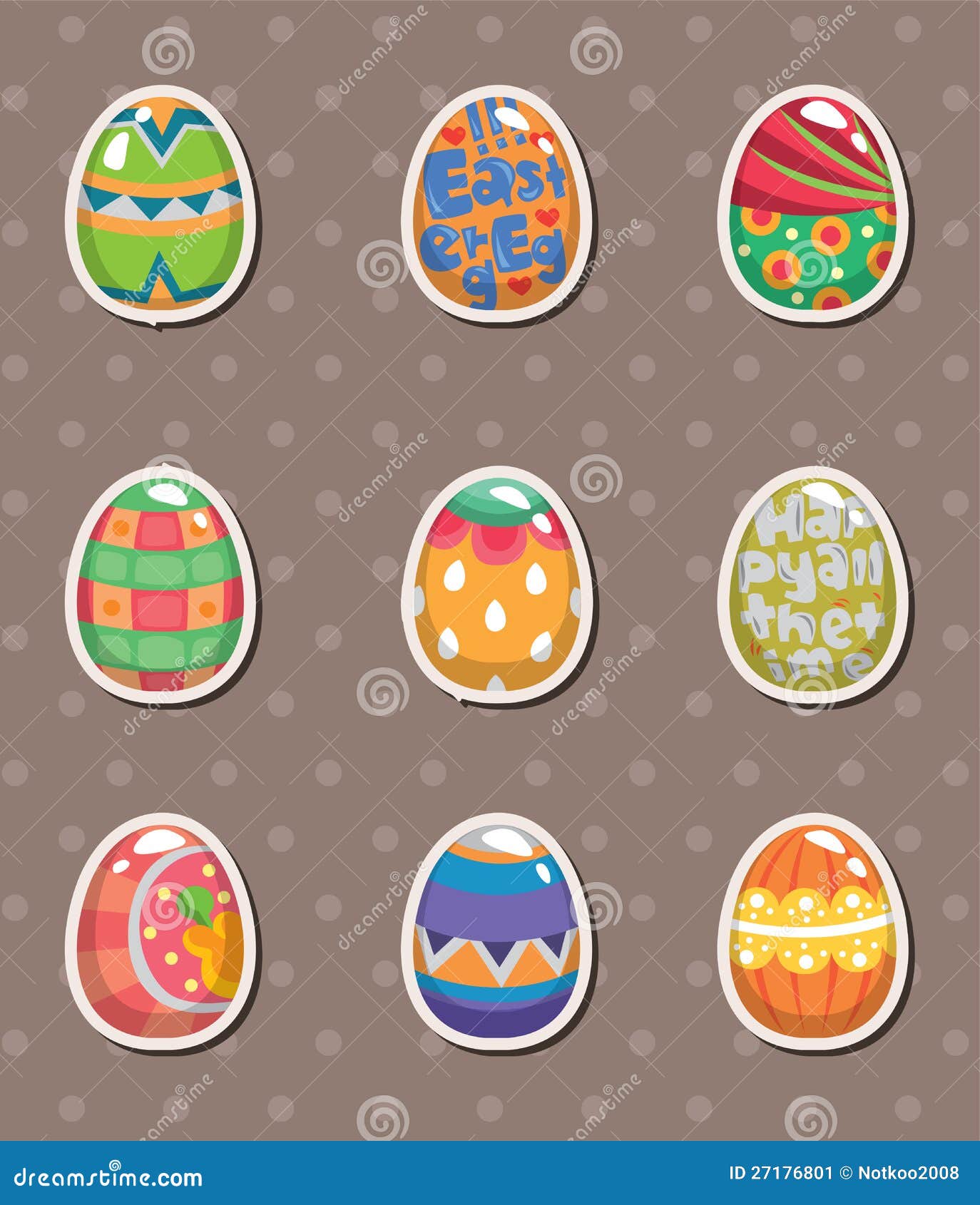 Cartoon Easter Egg Stickers Stock Vector - Illustration of decor, faith ...