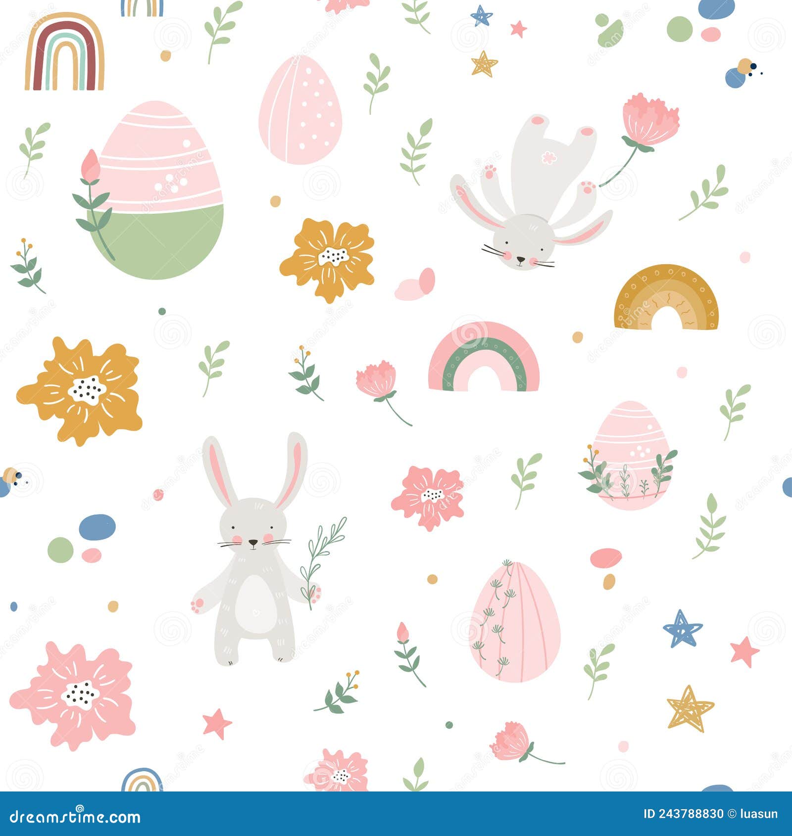 Cartoon Easter Eggs Pattern for Wrapping Paper Stock Vector ...