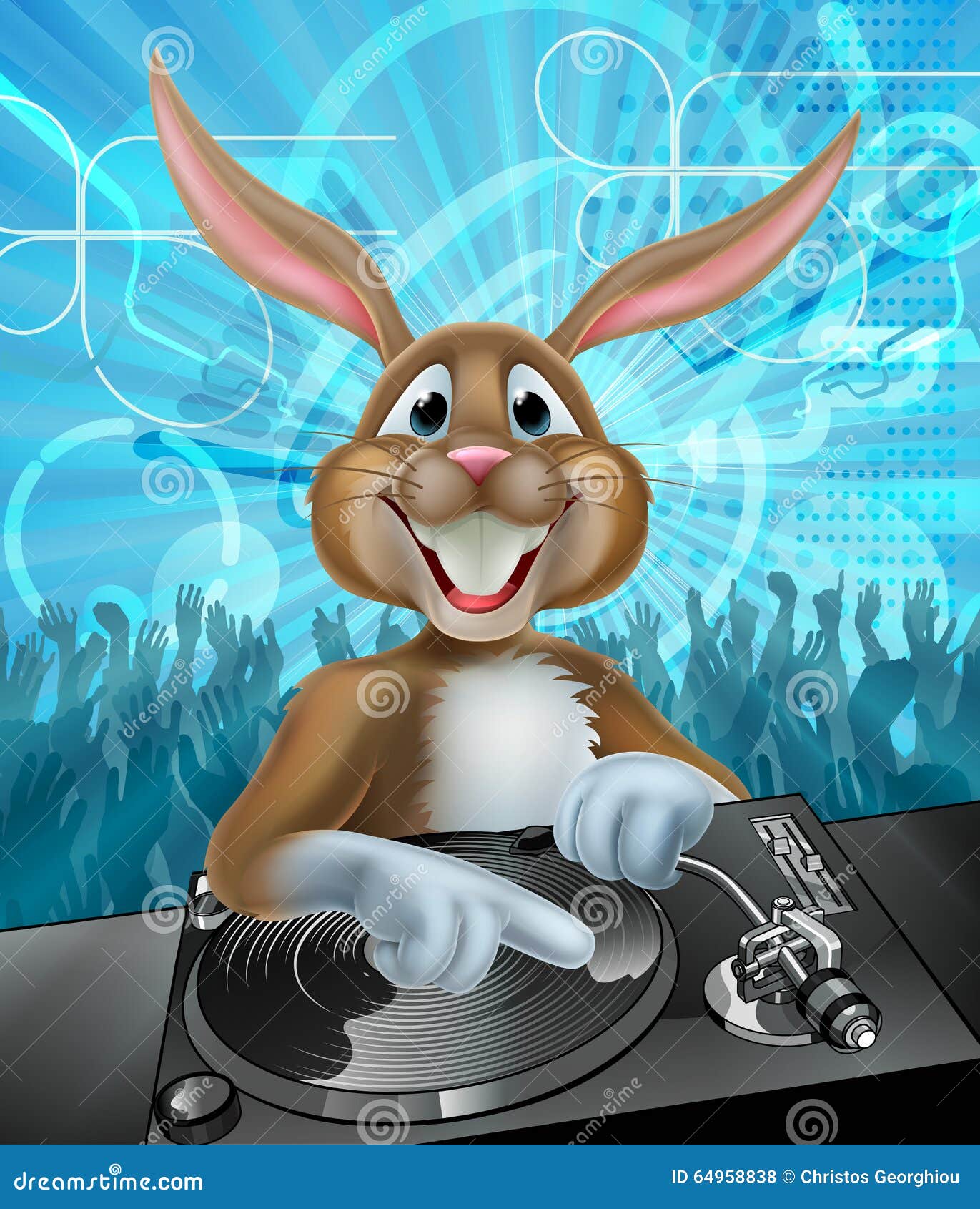 Cartoon Easter Party Bunny DJ Stock Vector - Illustration of mixing ...