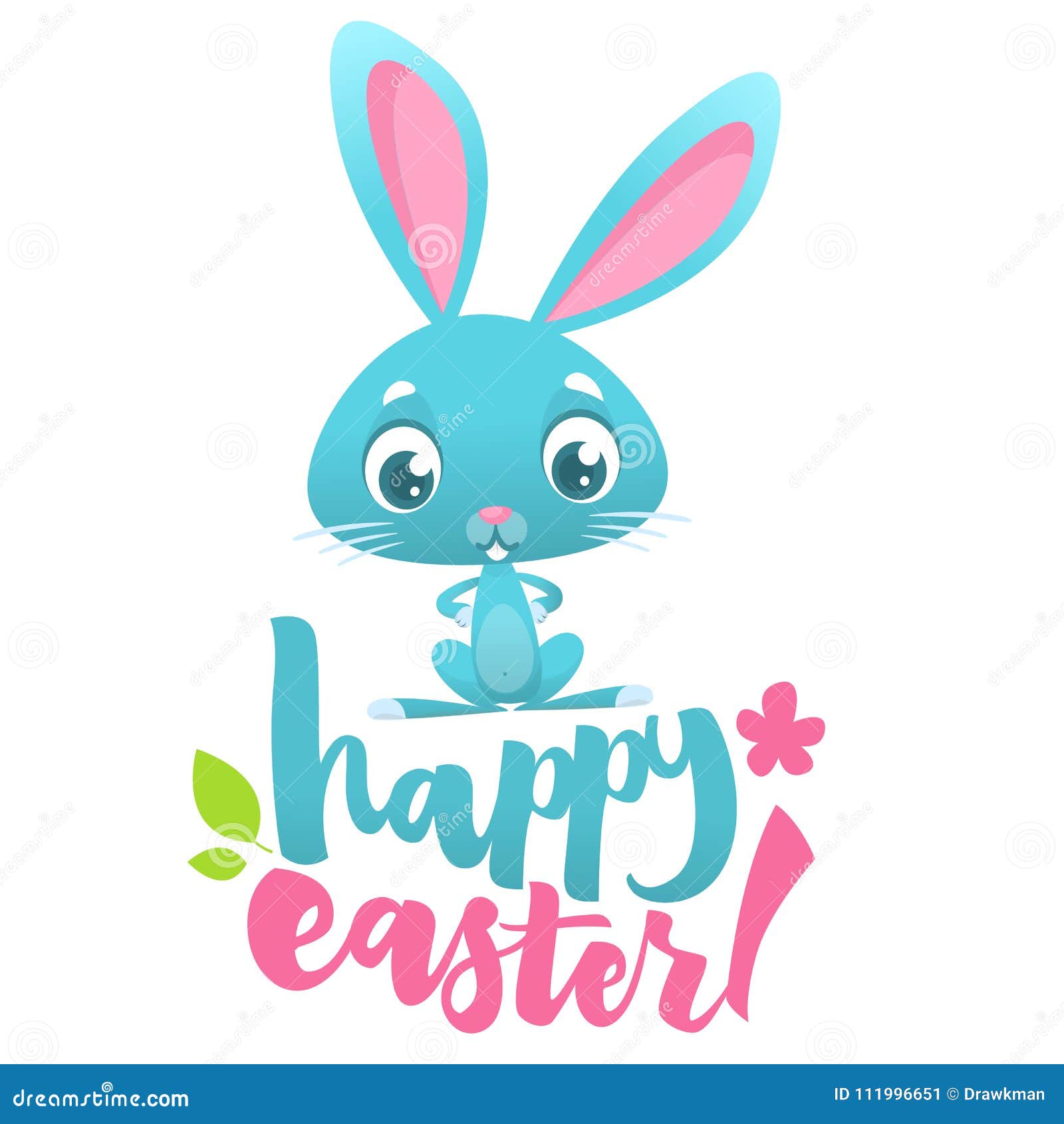 Cartoon Easter Rabbit Bunny. Hand Drawn Lettering Poster for Easter ...