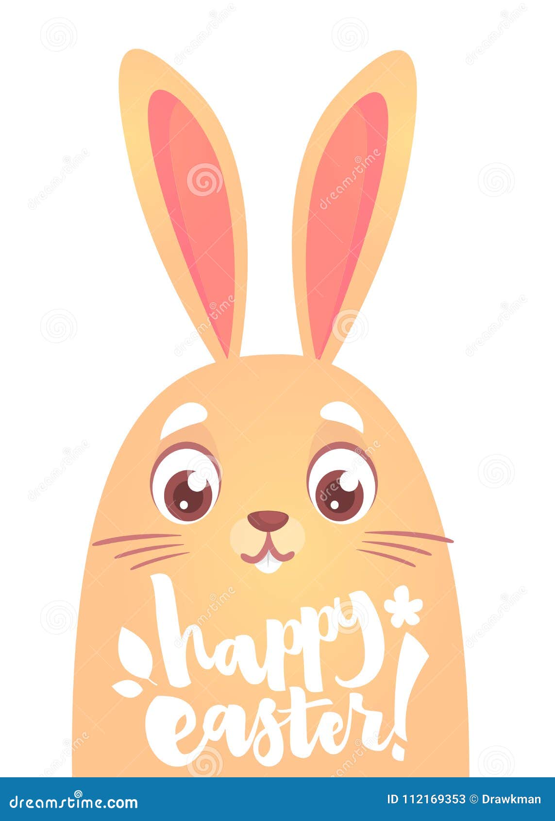 Cartoon Easter Rabbit Face. Hand Drawn Lettering Poster for Easter ...