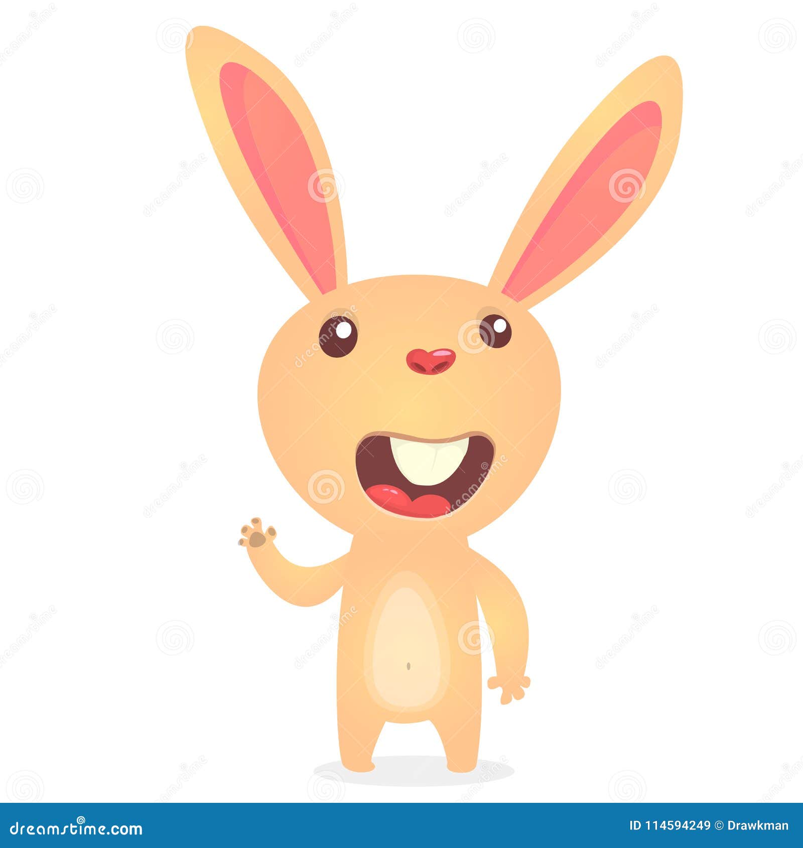 Cartoon Easter Rabbit Waving. Easter Bunny Vector Illustration. Stock ...