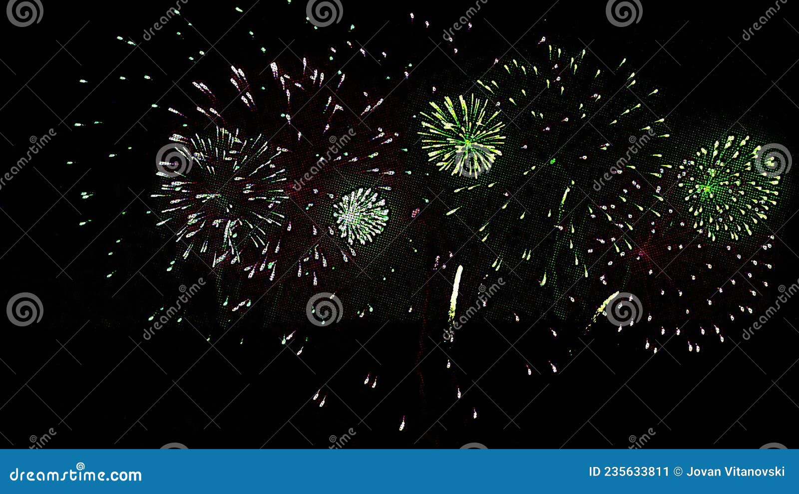 Cartoon Effect of Firework on Black Background Stock Illustration ...