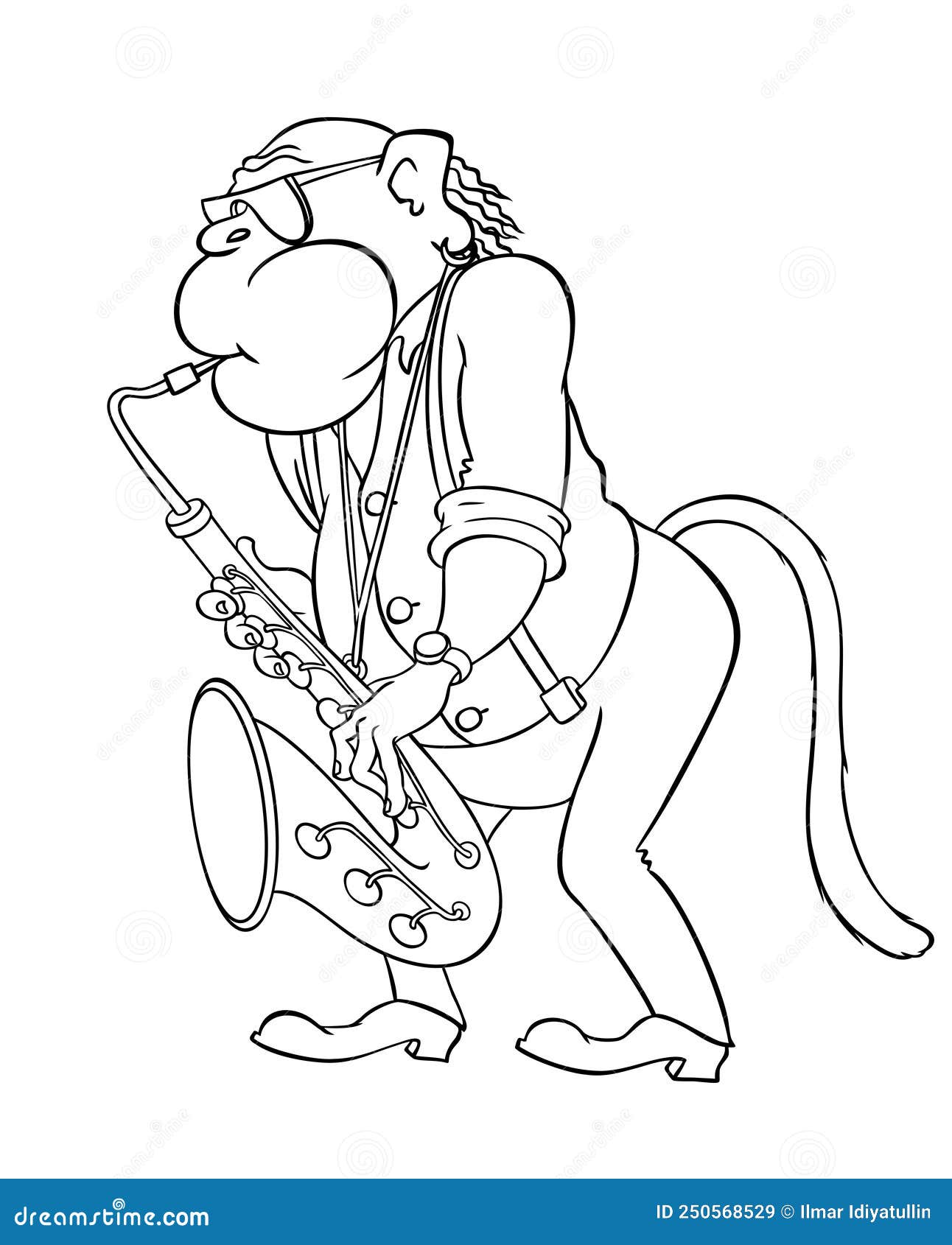 Cartoon Elderly Monkey Performs Jazz on the Saxophone. Monkey ...