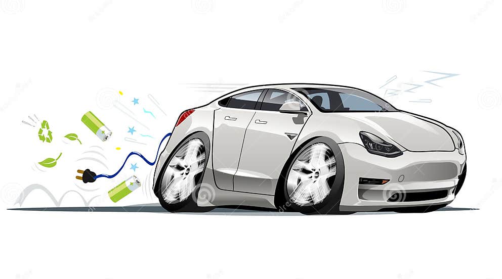 Cartoon electric car stock vector. Illustration of alternative - 108312593