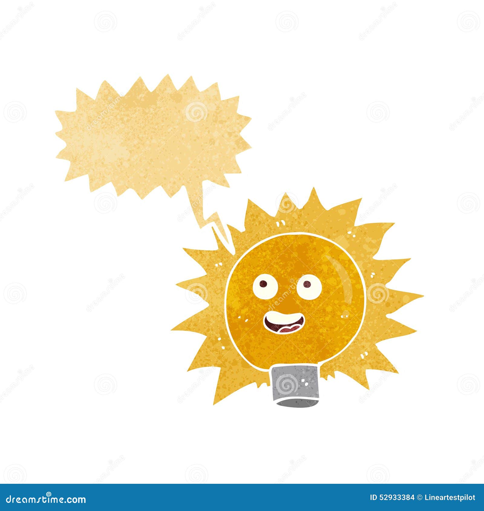 Cartoon Electric Light Bulb with Speech Bubble Stock Illustration ...