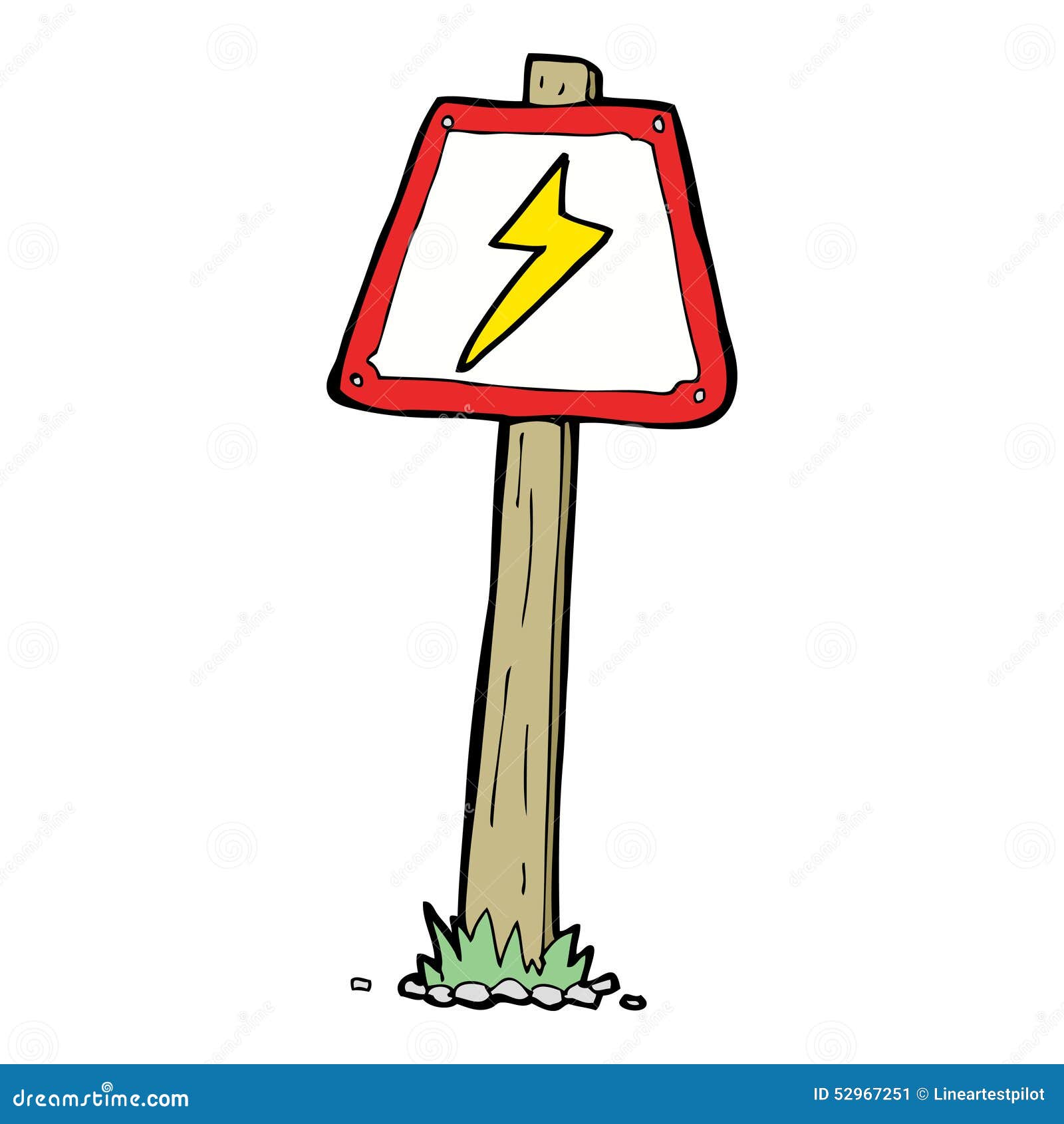 Cartoon Electrical Warning Sign Stock Illustration - Illustration of ...