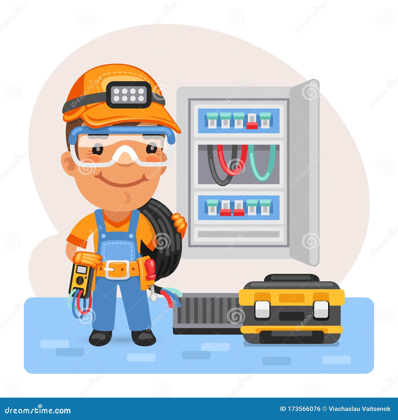 Cartoon Electrician Cable Man Vector Illustration | CartoonDealer.com ...