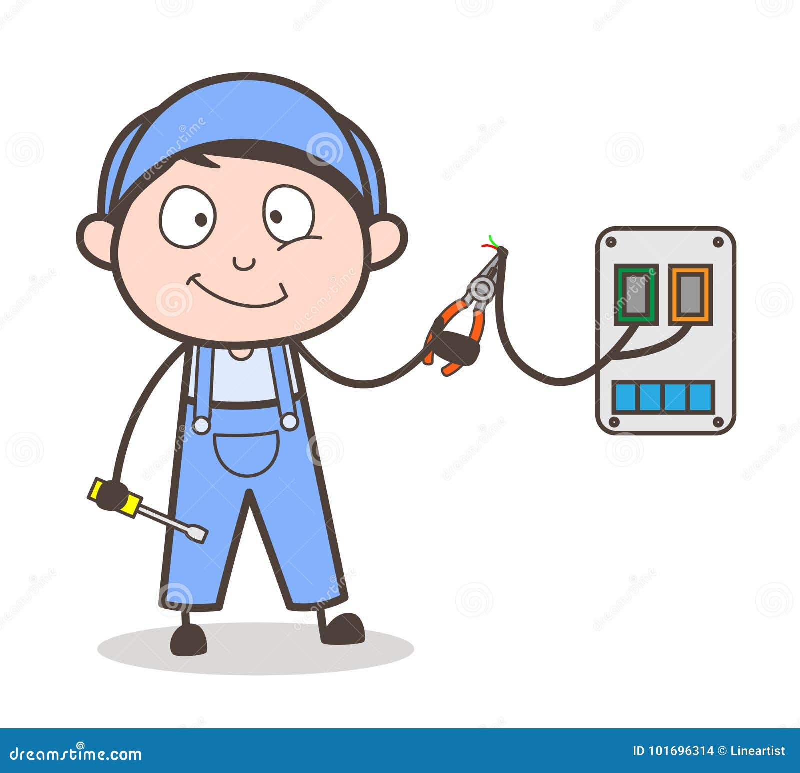 Cartoon Electrician Felt Electric Shock Vector Illustration Royalty ...