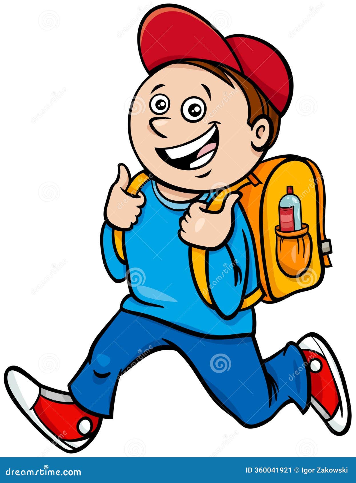 Cartoon Elementary Age Student Boy with School Bag Stock Vector ...