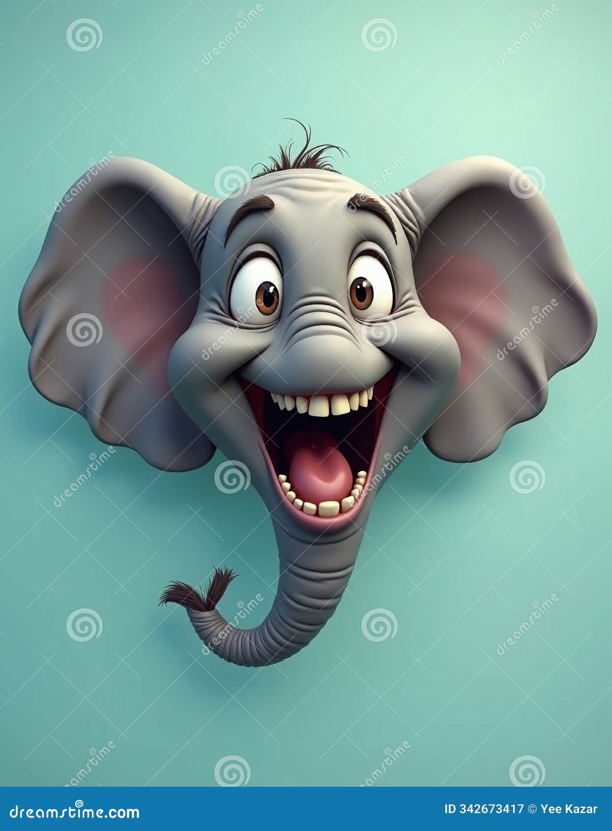 Cartoon Elephant with Big Smile Stock Illustration - Illustration of ...