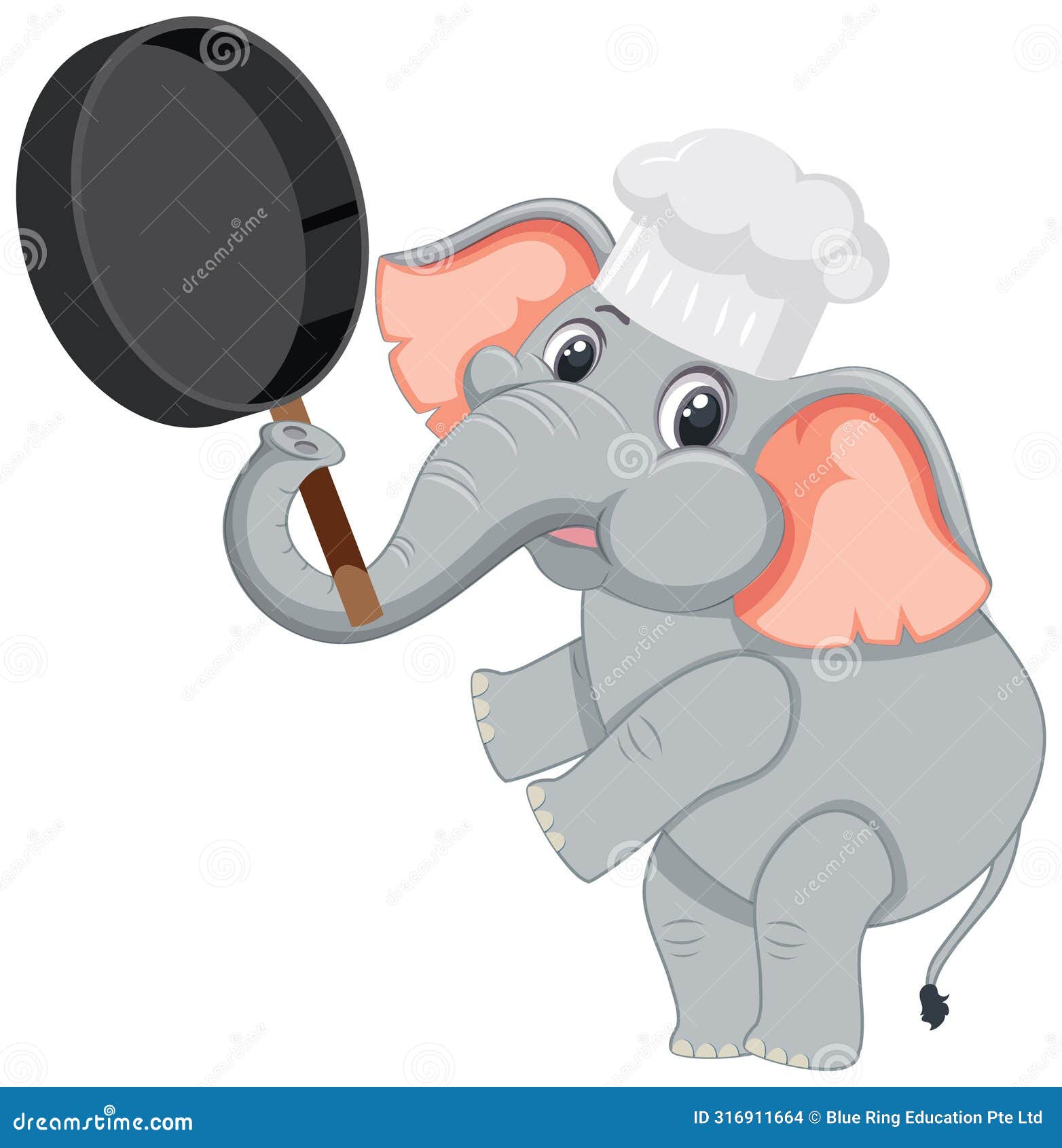 Elephant in Chef Hat Cooking with a Pan Stock Vector - Illustration of ...