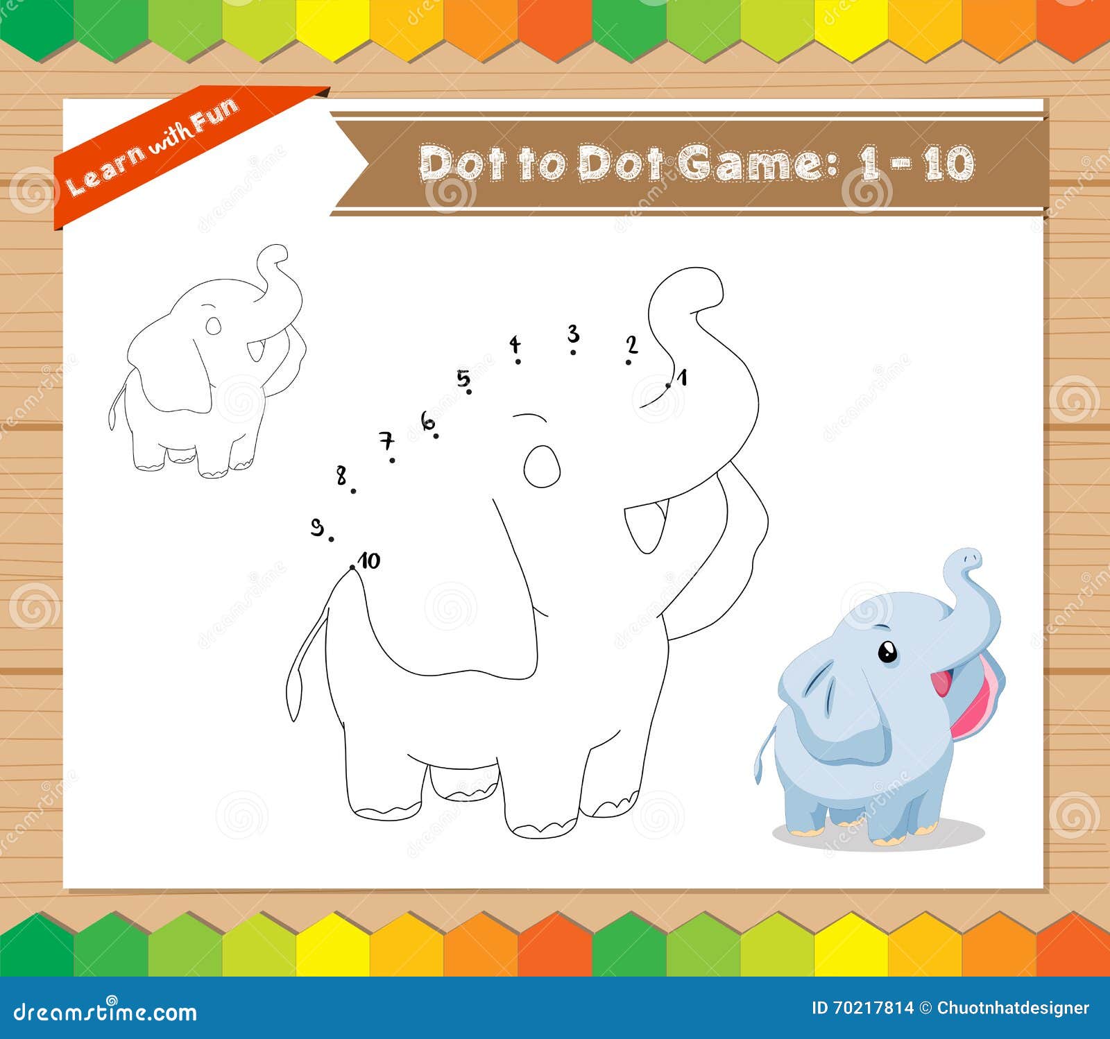 Cartoon Elephant. Dot To Dot Educational Game for Kids Stock ...