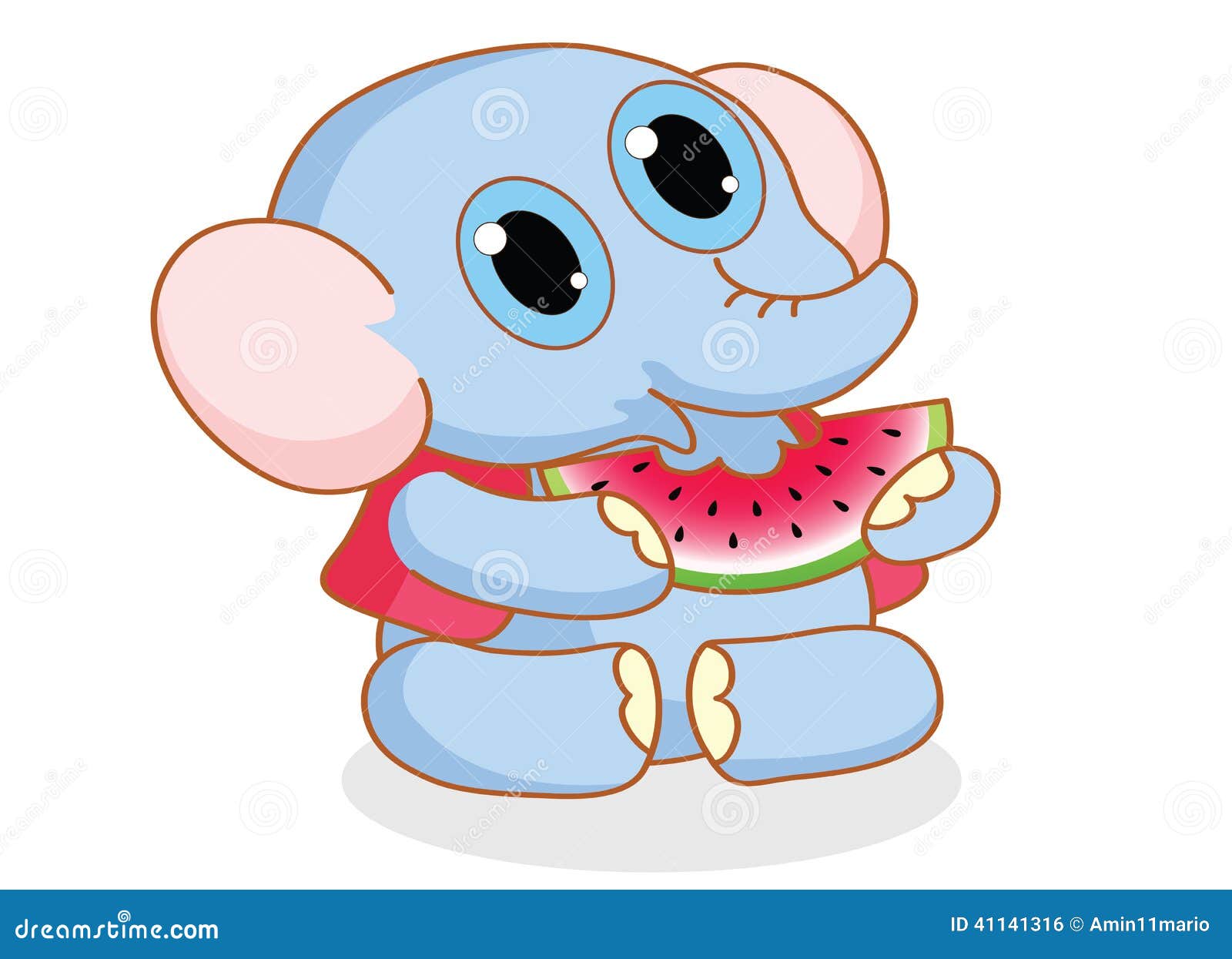 Elephant Eating Watermelon Isolated Coloring Page Cartoon Vector ...