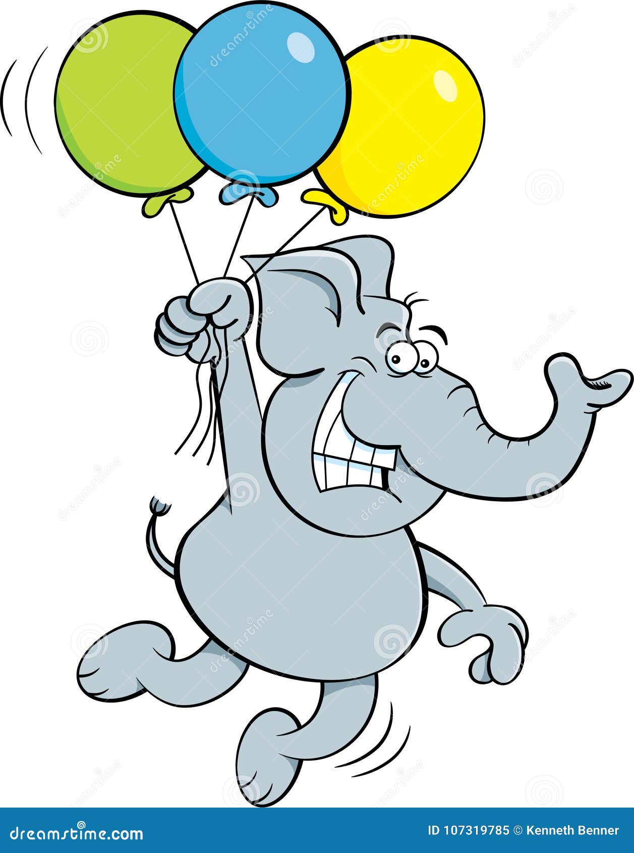 Cartoon Elephant Holding Balloons. Stock Vector - Illustration of ...