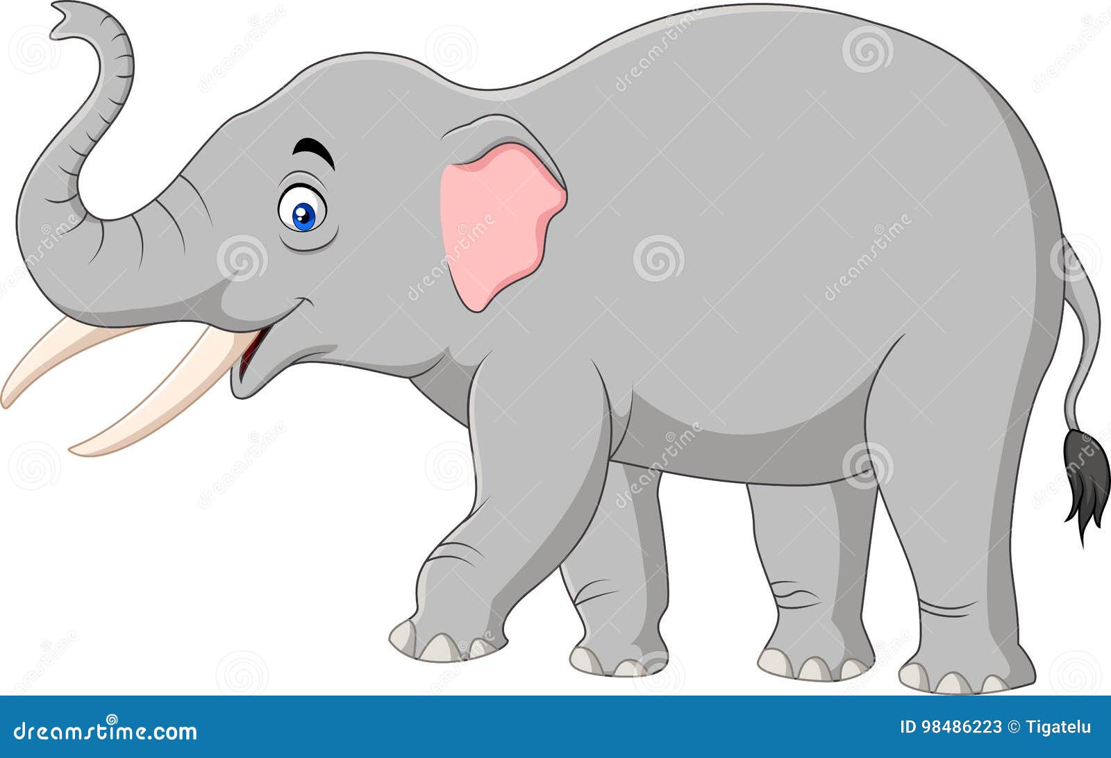 Big Elephant Isolated On White Background. Vector Illustration, Animal ...